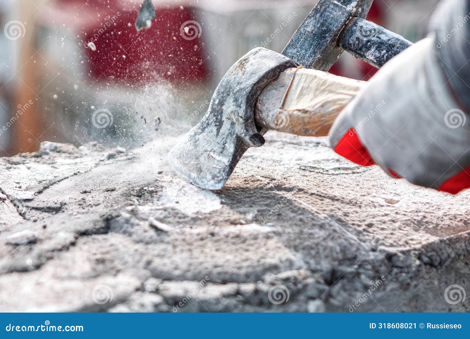 Worker Using a Sledgehammer To Cut a Stone Stock Image - Image of ...