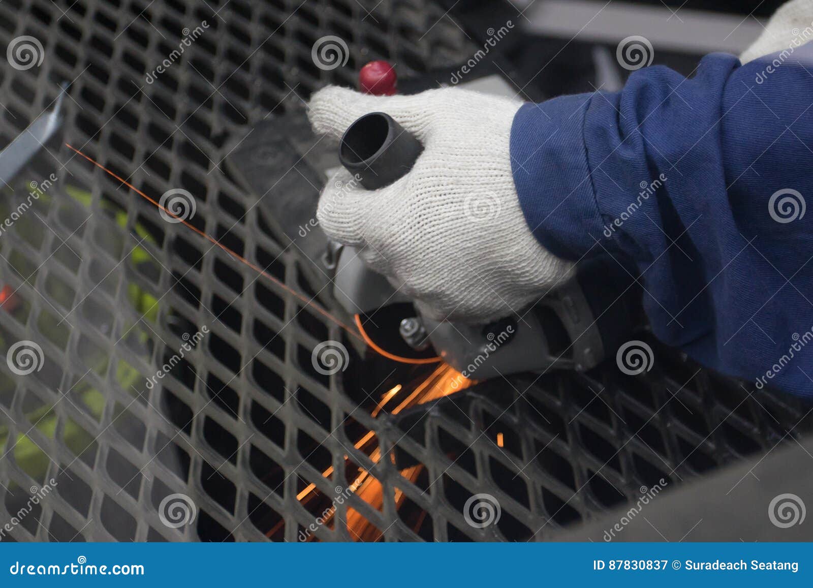 Worker Using Steel Cutter Machine Stock Image - Image of construction ...
