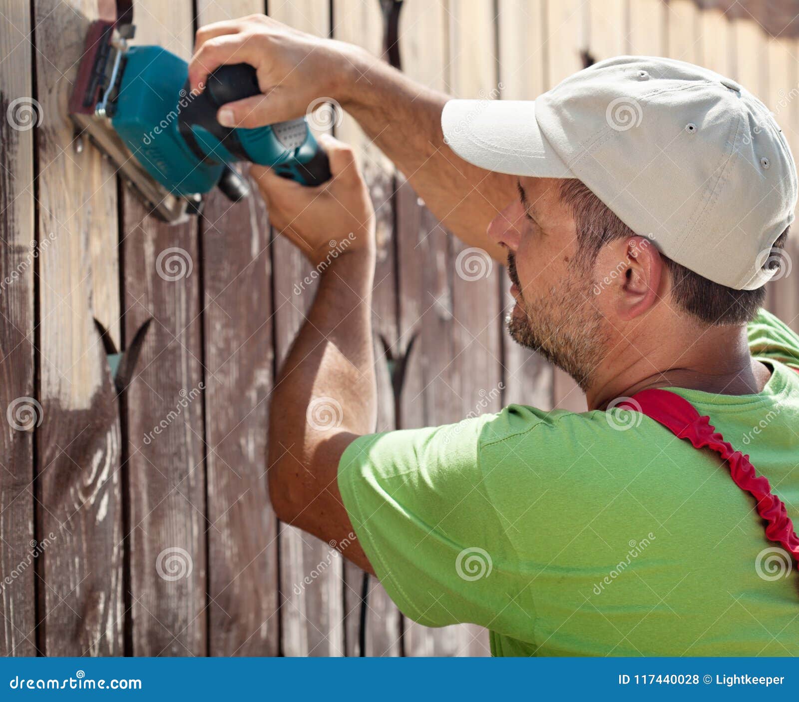 Worker Using Vibrating Sander Machine Stock Photo - Image of surface ...