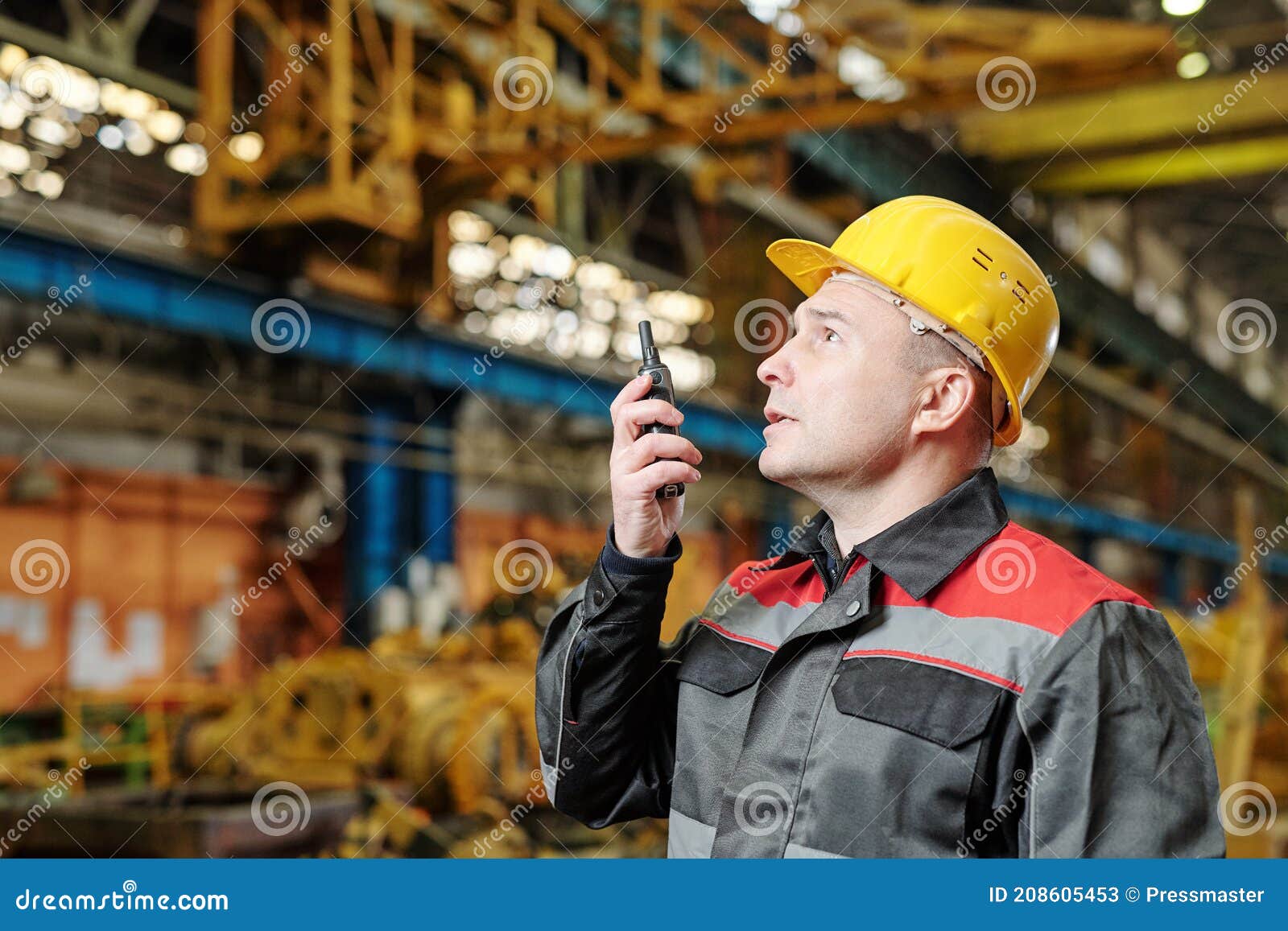 Worker Using a Walkie-talkie Stock Image - Image of efficiency ...