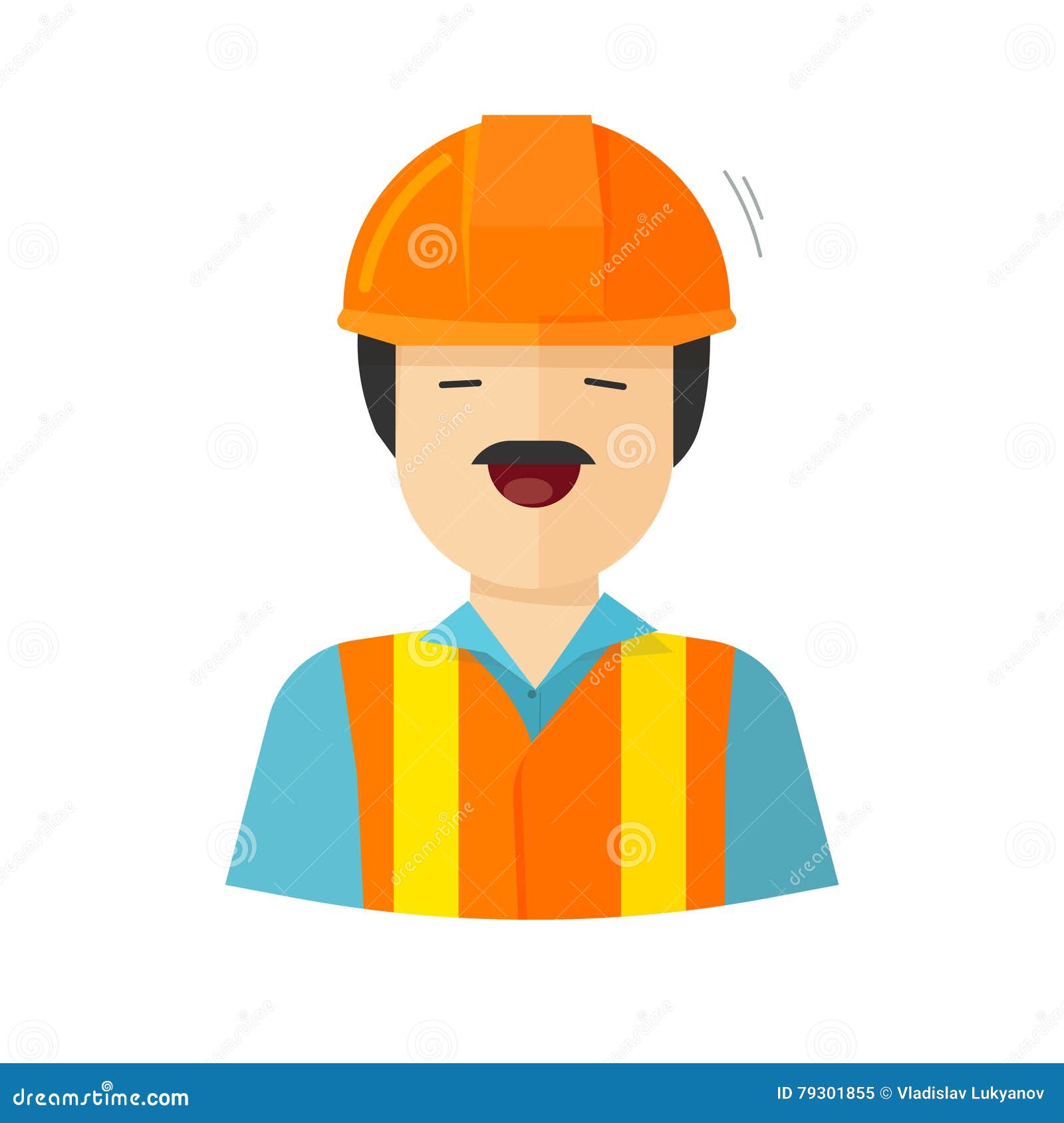 Character Workman Standing Isolated On White, Flat Vector Illustration ...
