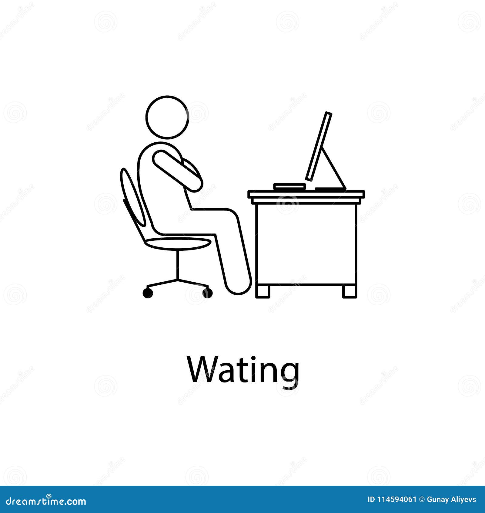 Worker is Waiting Icon. Element Man in Front of a Computer in the ...