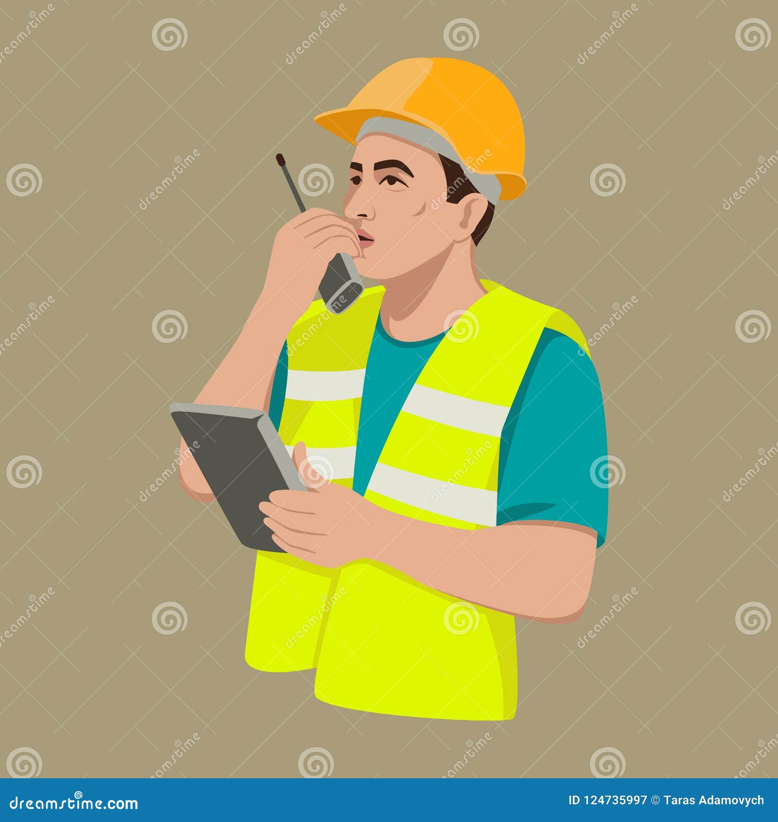 Worker with Walkie-talkie Radio Vector Illustration Flat Stock Vector ... Worker with Walkie-talkie Radio Vector Illustration Flat Stock Vector ...
