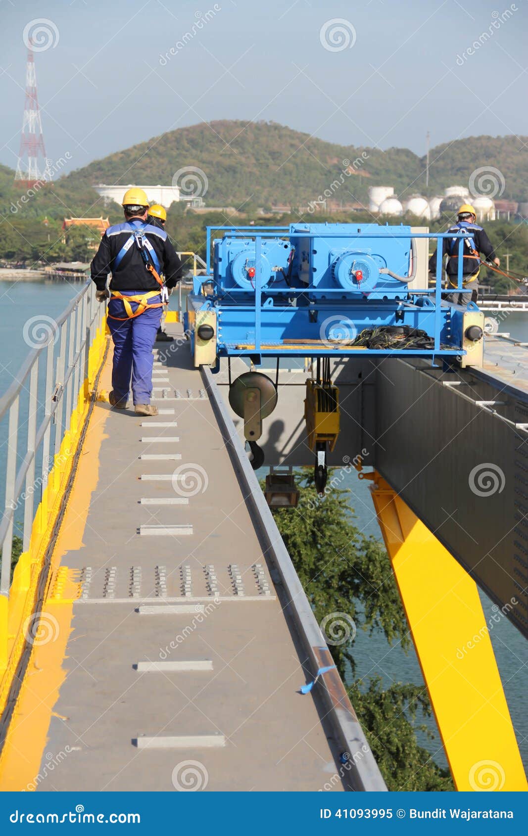 Worker Walking on Big Crane Stock Image - Image of lift, confident ...