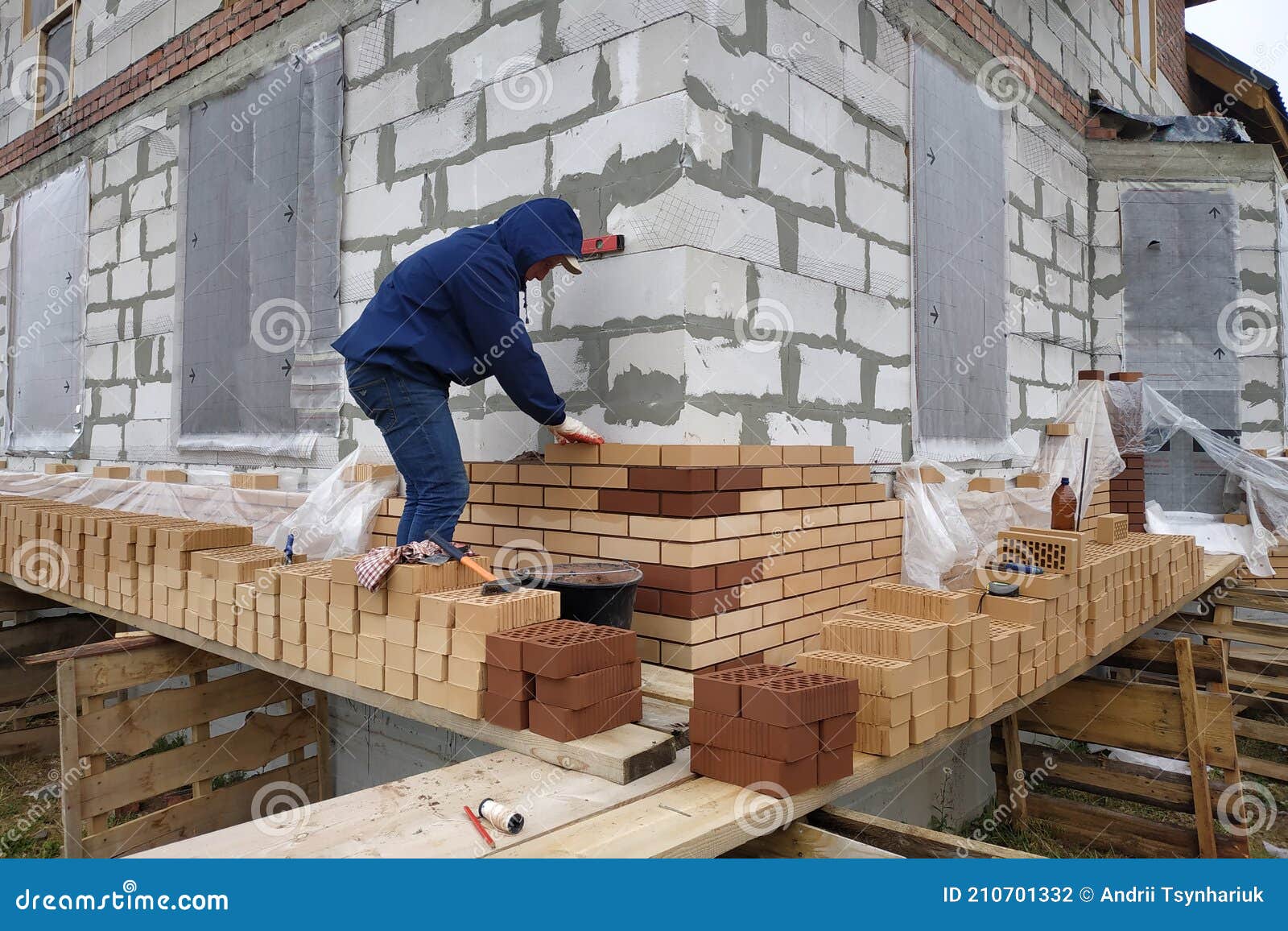 The Worker Walls The Walls Of The House With Red Brick Facade, The ...