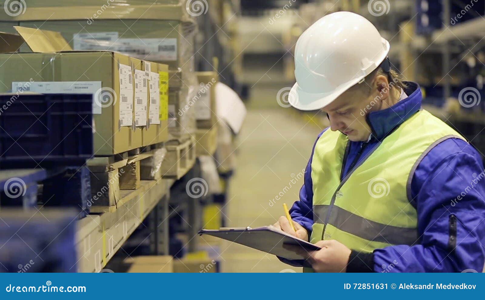 Worker on Warehouse Checking Cargo Stock Video - Video of check ...