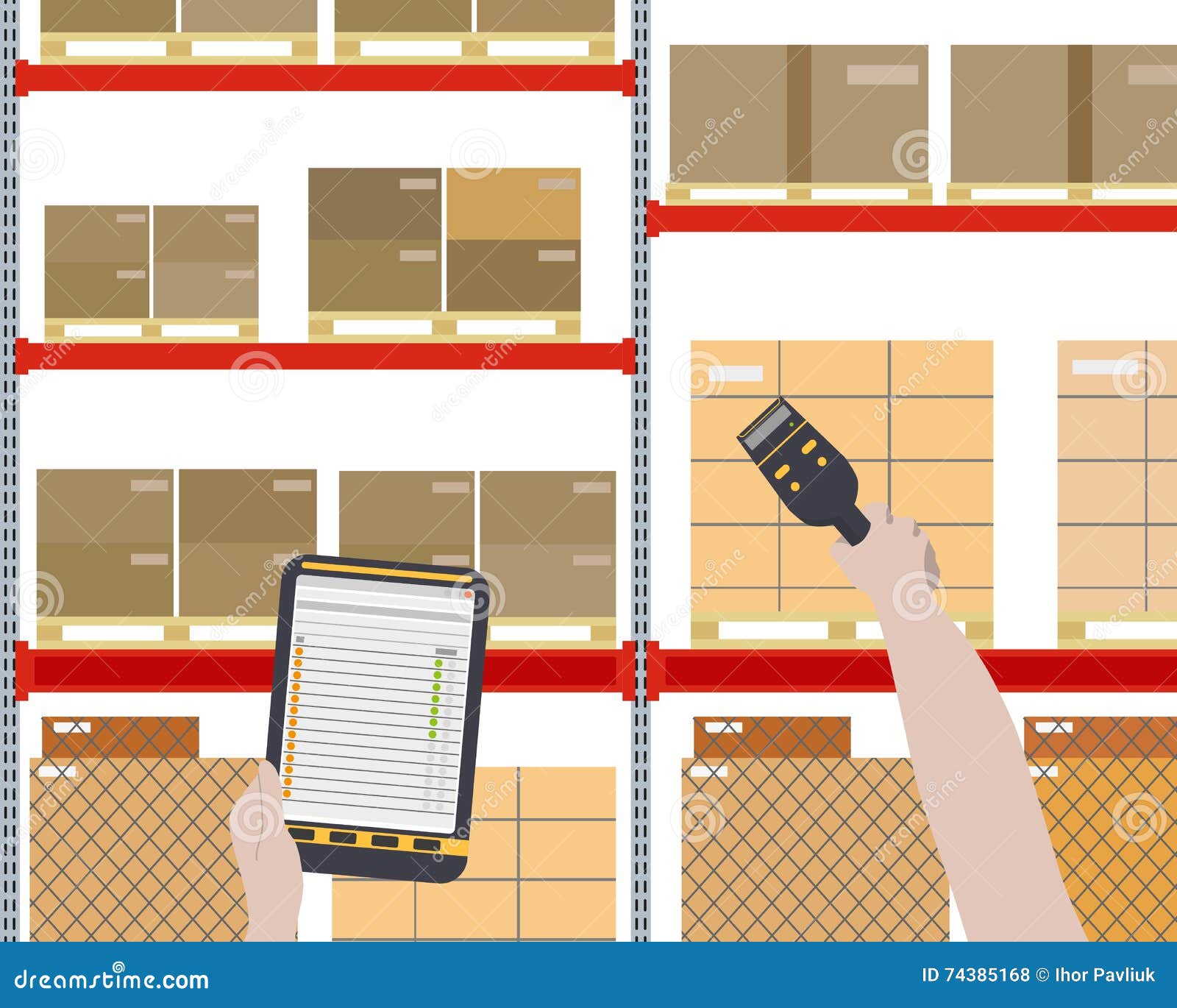 Worker in the warehouse stock vector. Illustration of room - 74385168