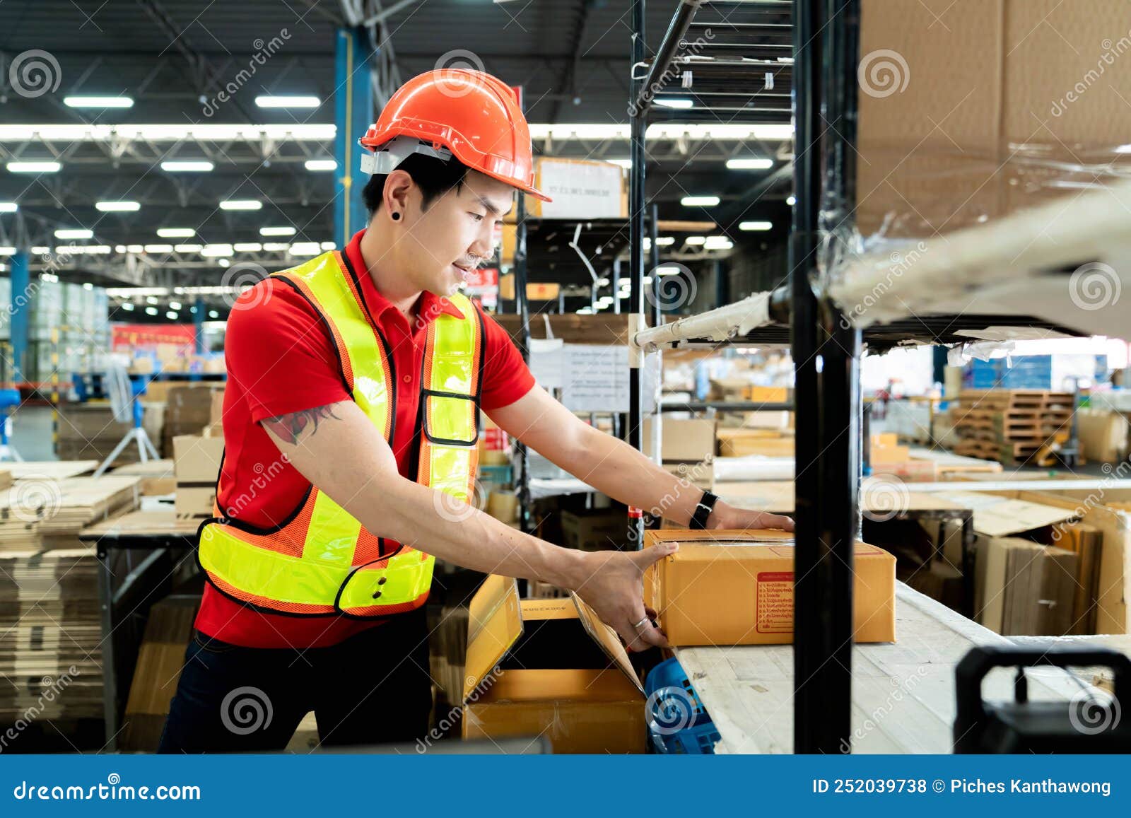 Worker in Warehouse Preparing Goods for Dispatch Stock Photo - Image of ...