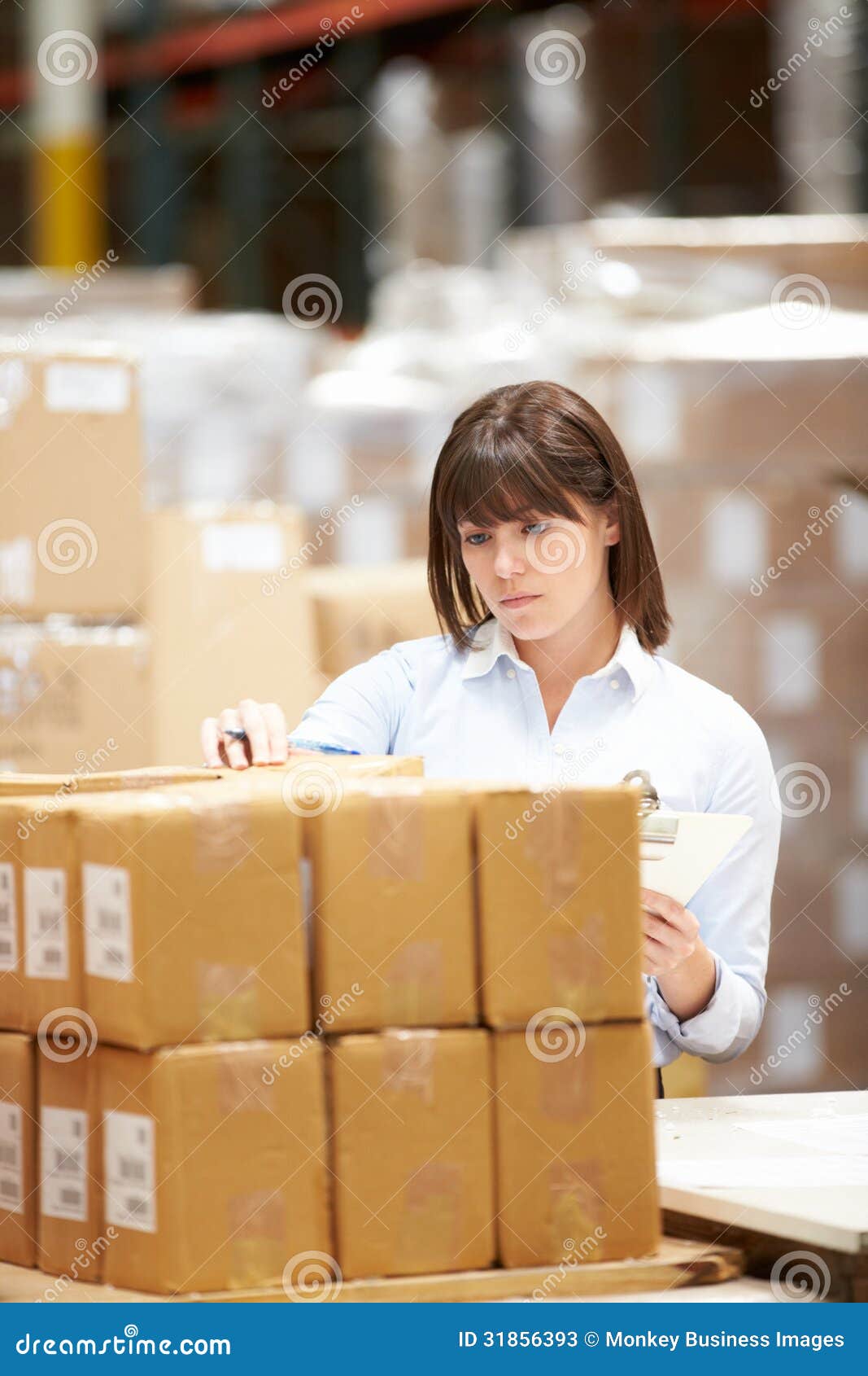 Worker in Warehouse Preparing Goods for Dispatch Stock Image - Image of ...
