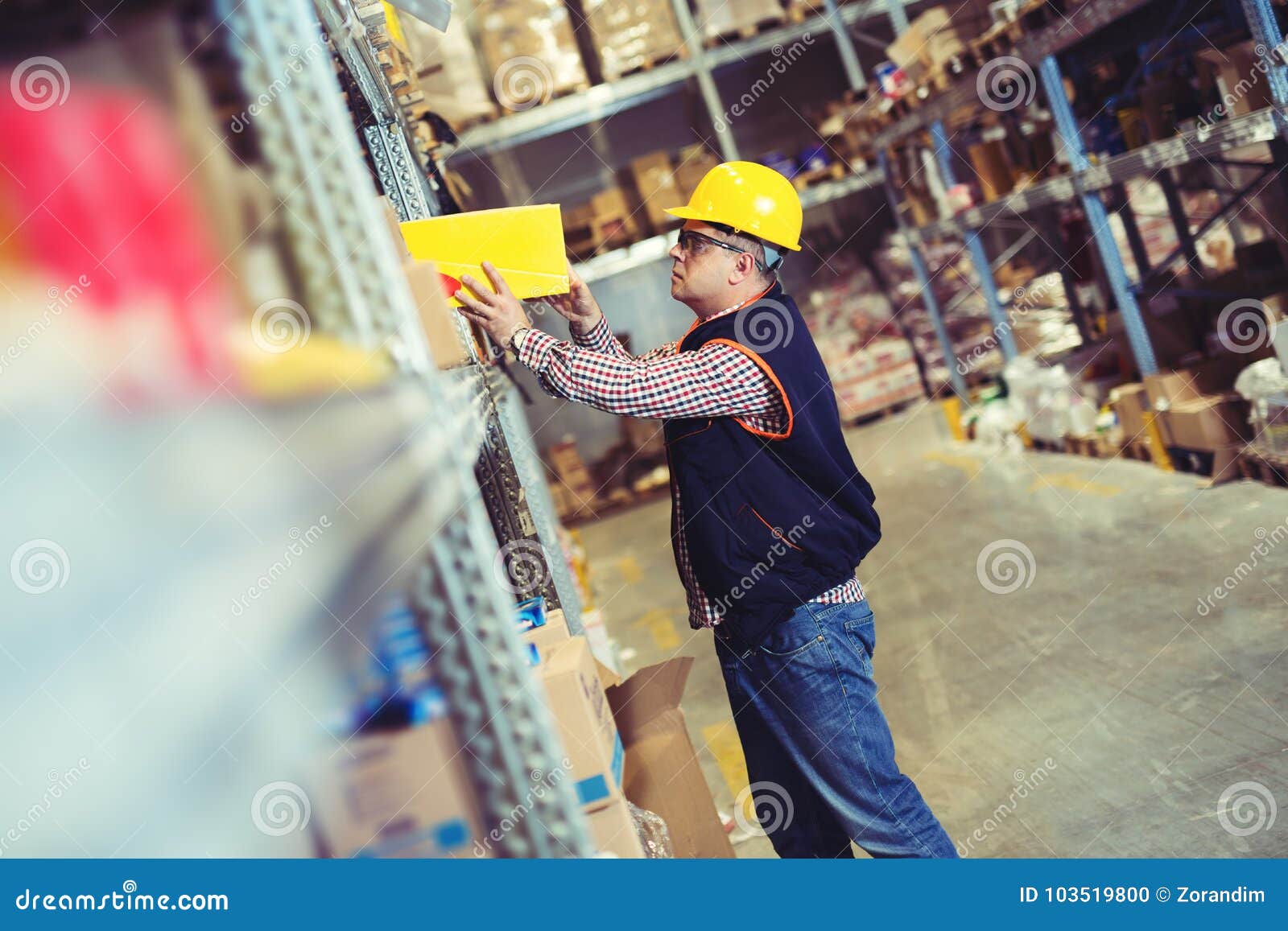 Worker in Warehouse Preparing Goods for Dispatch Stock Photo - Image of ...
