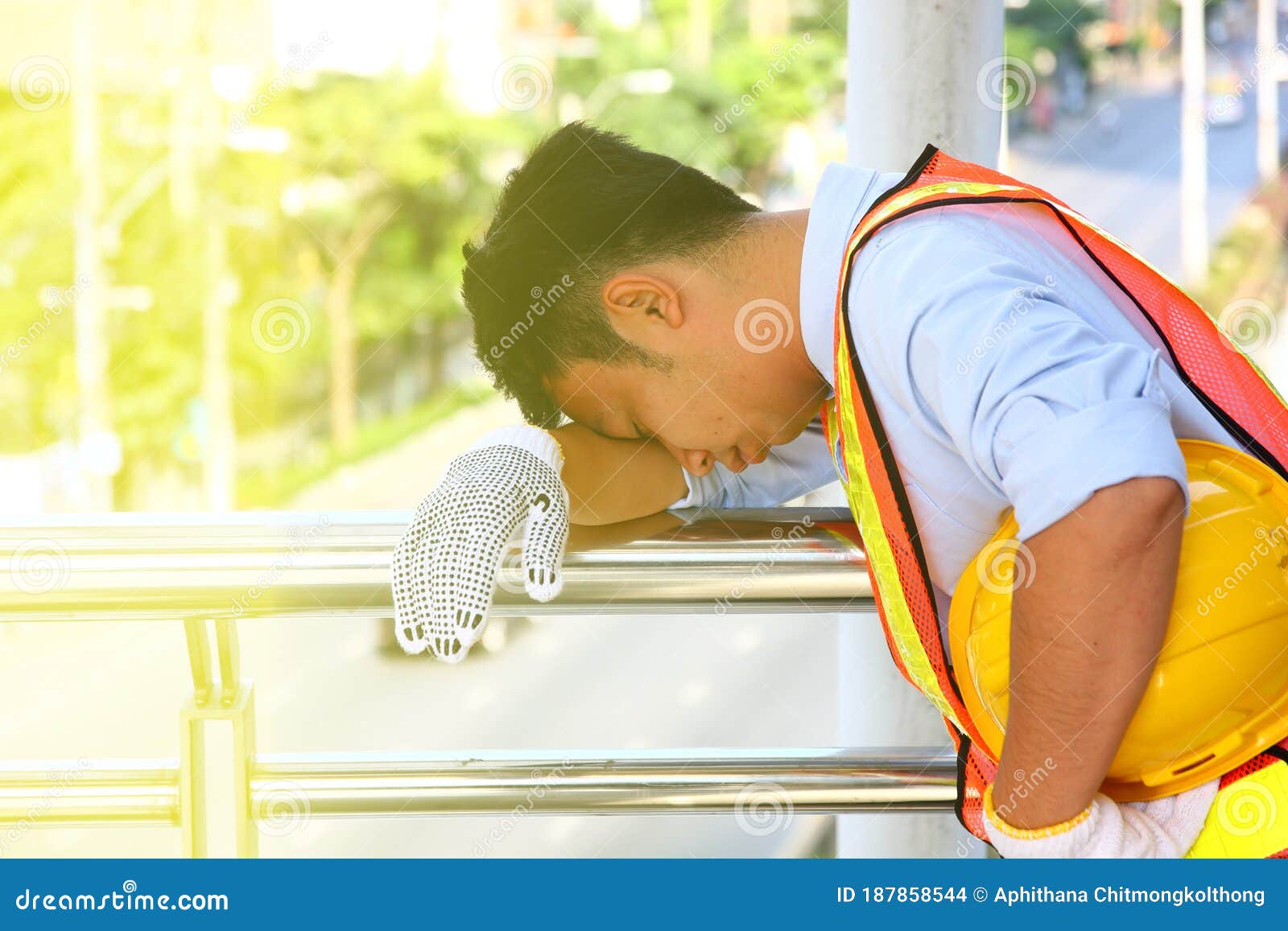 The Worker Was Sick after Work in Construction Site Not Protective Him ...