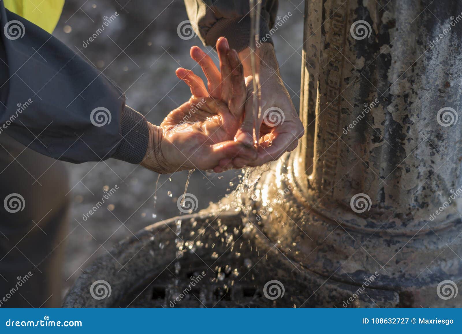 Worker Washing His Hands after Work in Construction Stock Image - Image ...