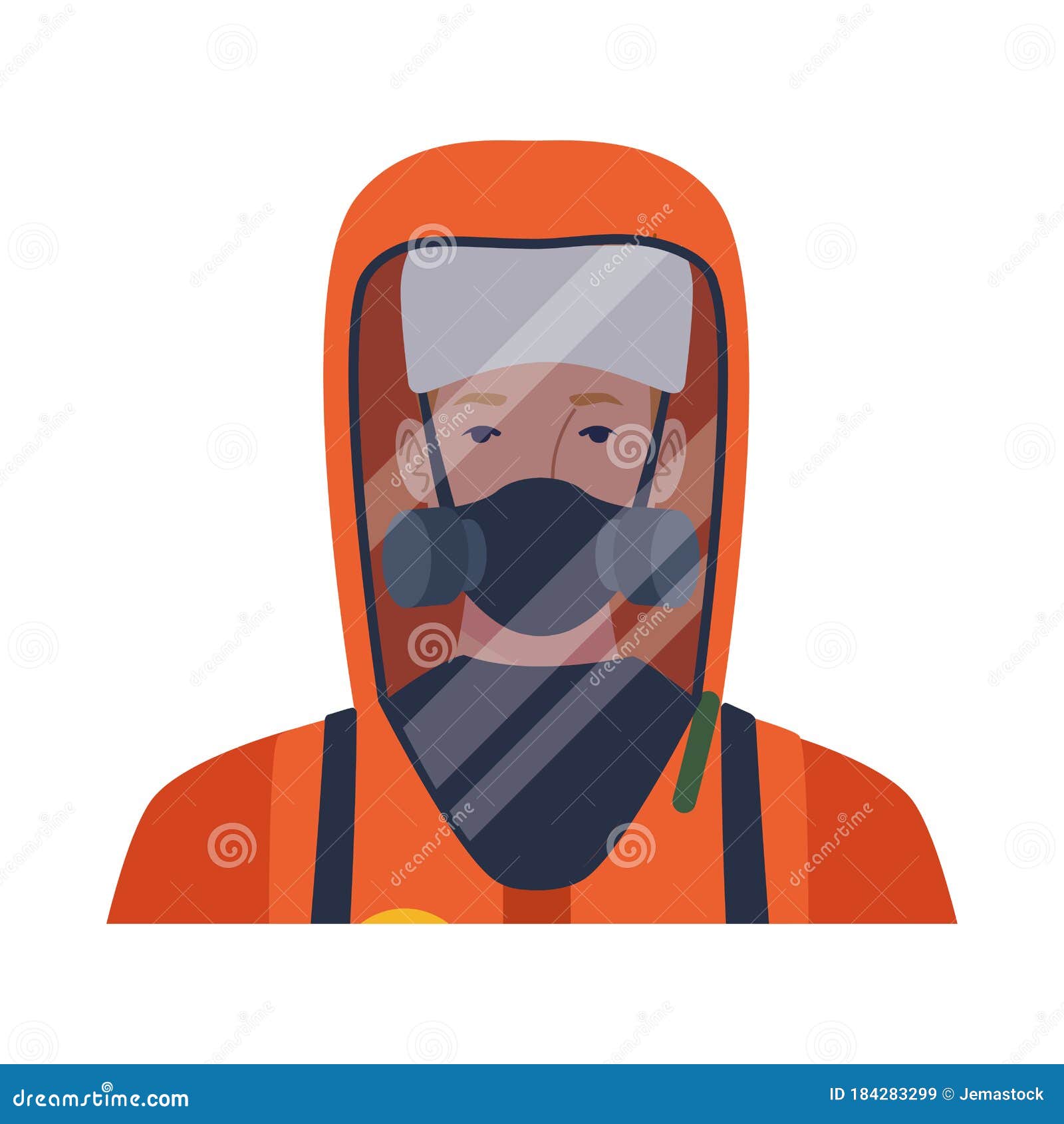 Worker Wearing Biosafety Suit Orange Stock Vector - Illustration of ...