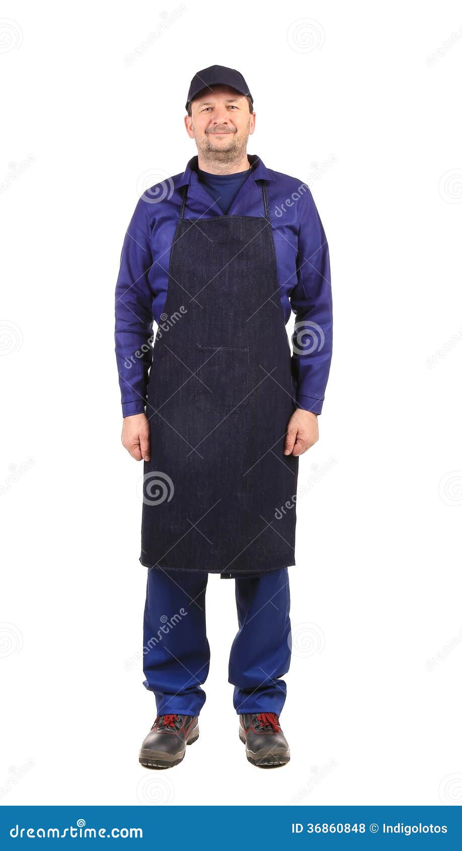 Worker Wearing Black Apron. Stock Photo - Image of service, head: 36860848