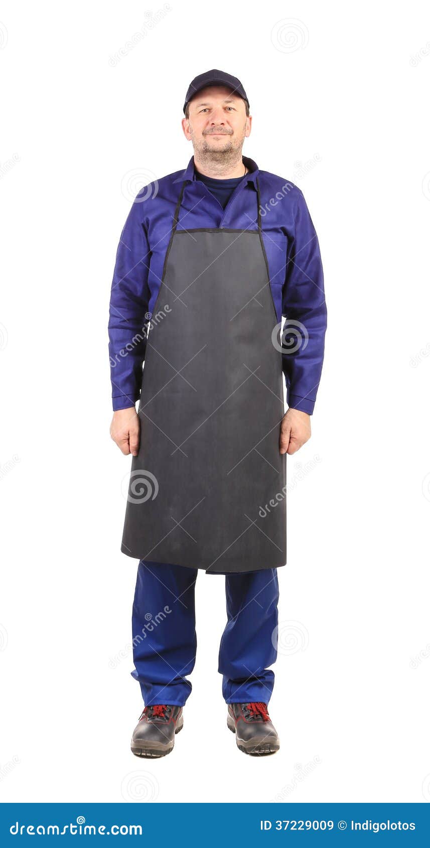Worker Wearing Black Apron. Stock Image - Image of waist, hold: 37229009