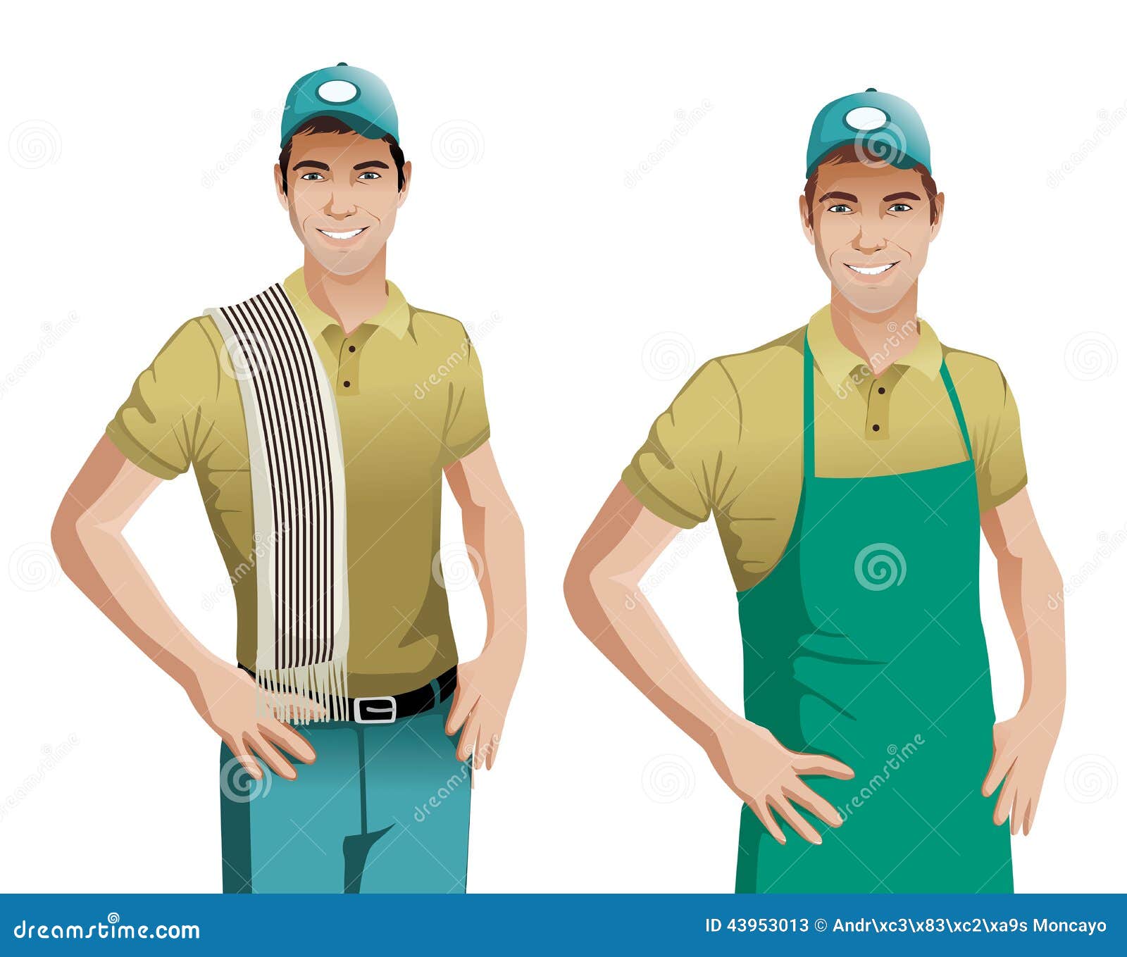 Worker Wearing Blue Apron Vector Stock Illustration - Illustration of ...