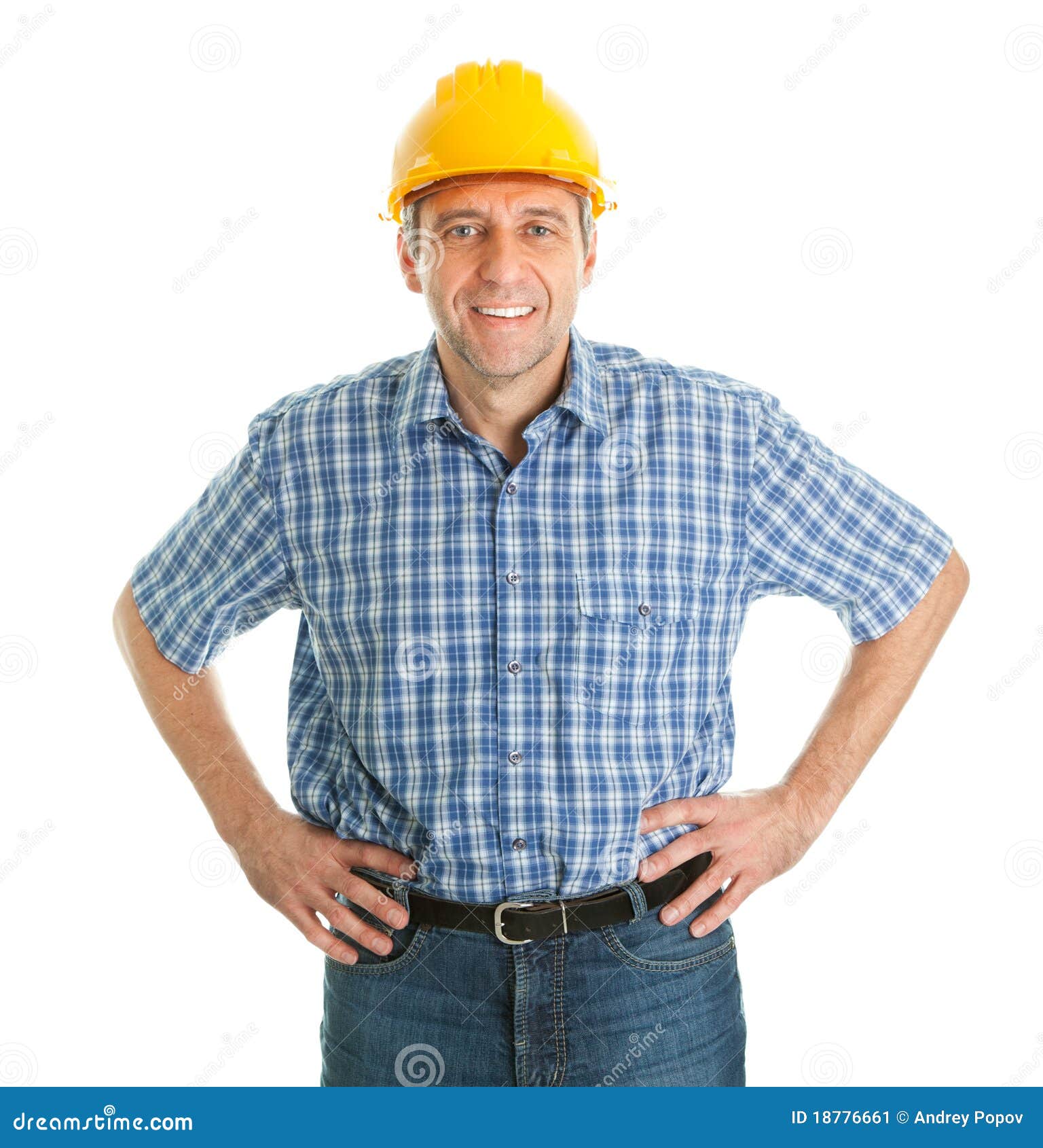 Worker wearing hard hat stock image. Image of mature - 18776661