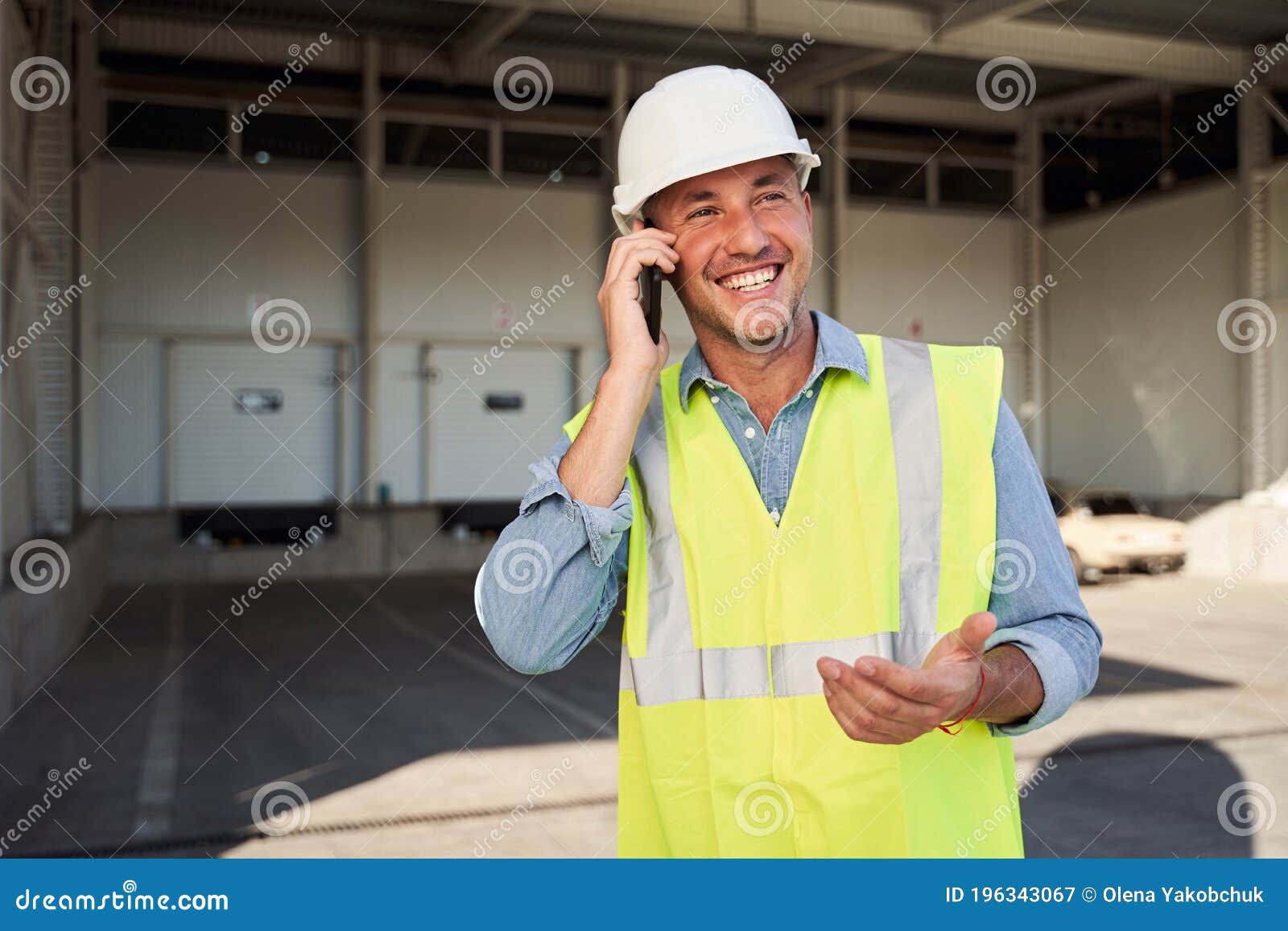 Engineer Talking on Telephone Stock Image - Image of people, storehouse ...