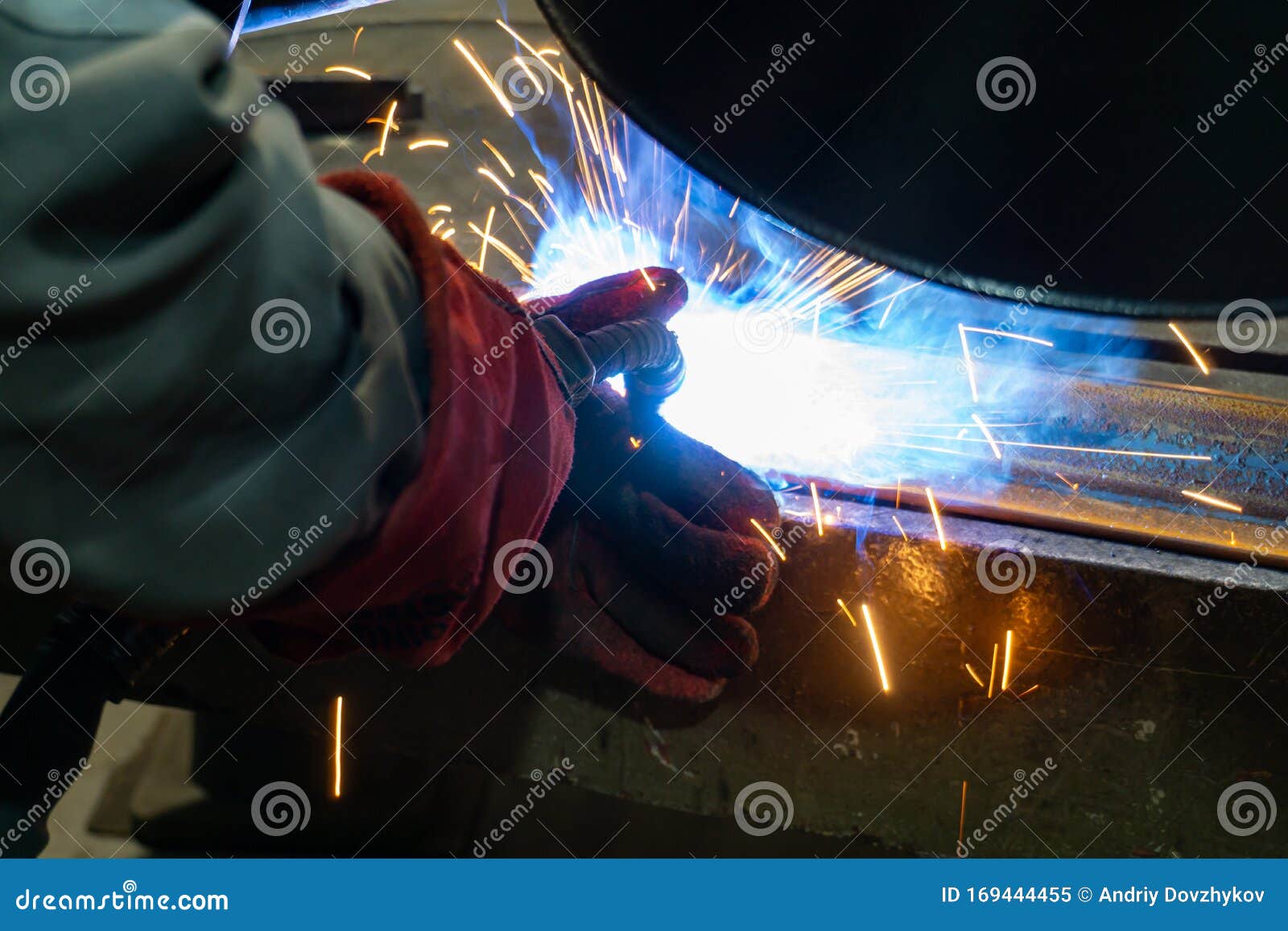 Worker Welder Performs Production Operations at the Factory Stock Image ...