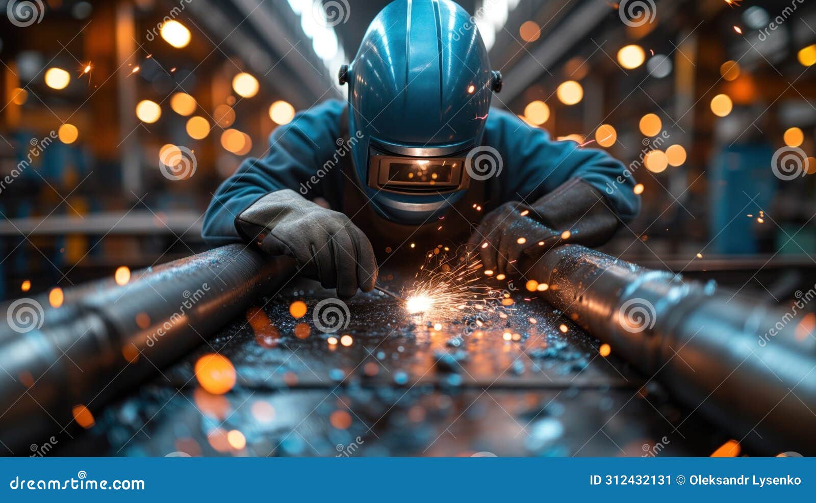 Worker Welder at Work Factory Interior Stock Illustration ...