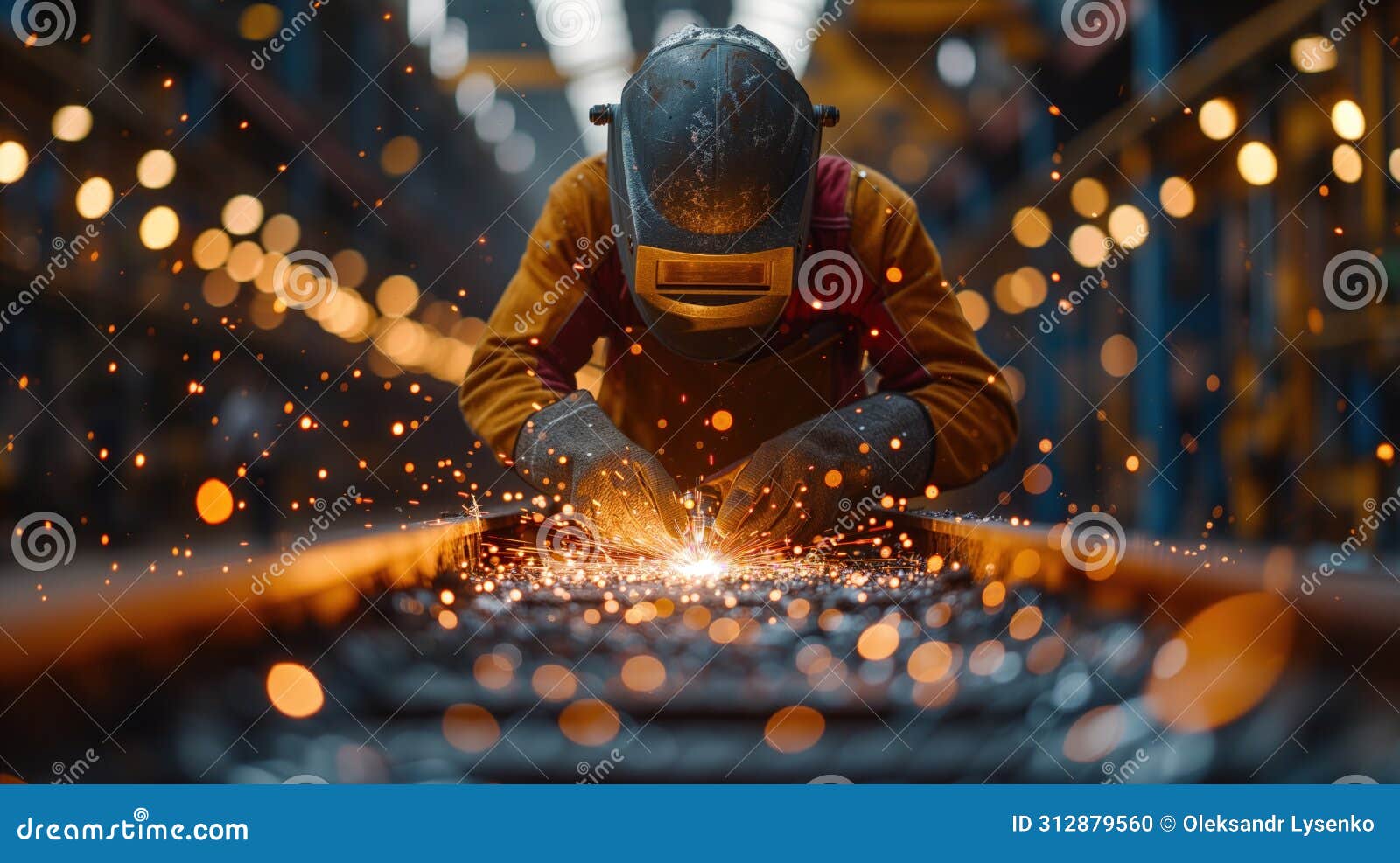 Worker Welder at Work Factory Interior Stock Illustration ...