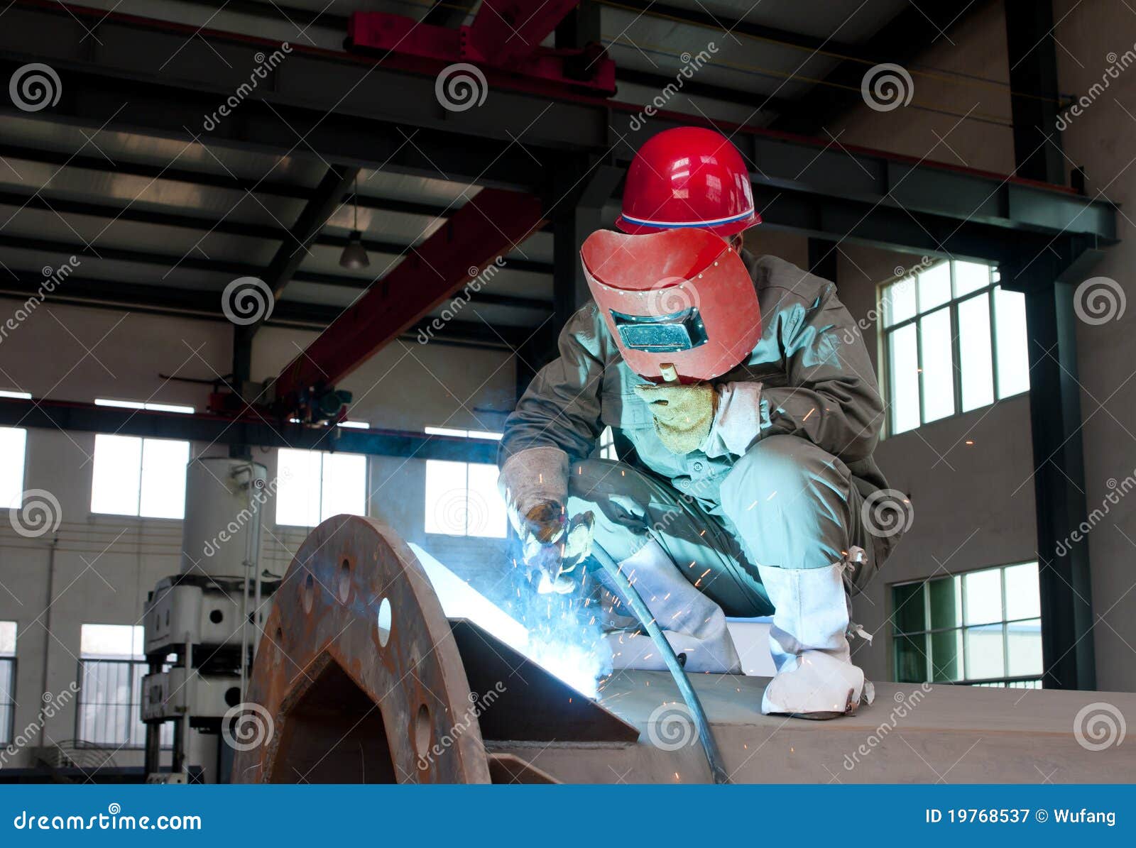 Worker Welding a Metal Lattice at Stock Image - Image of hand ...