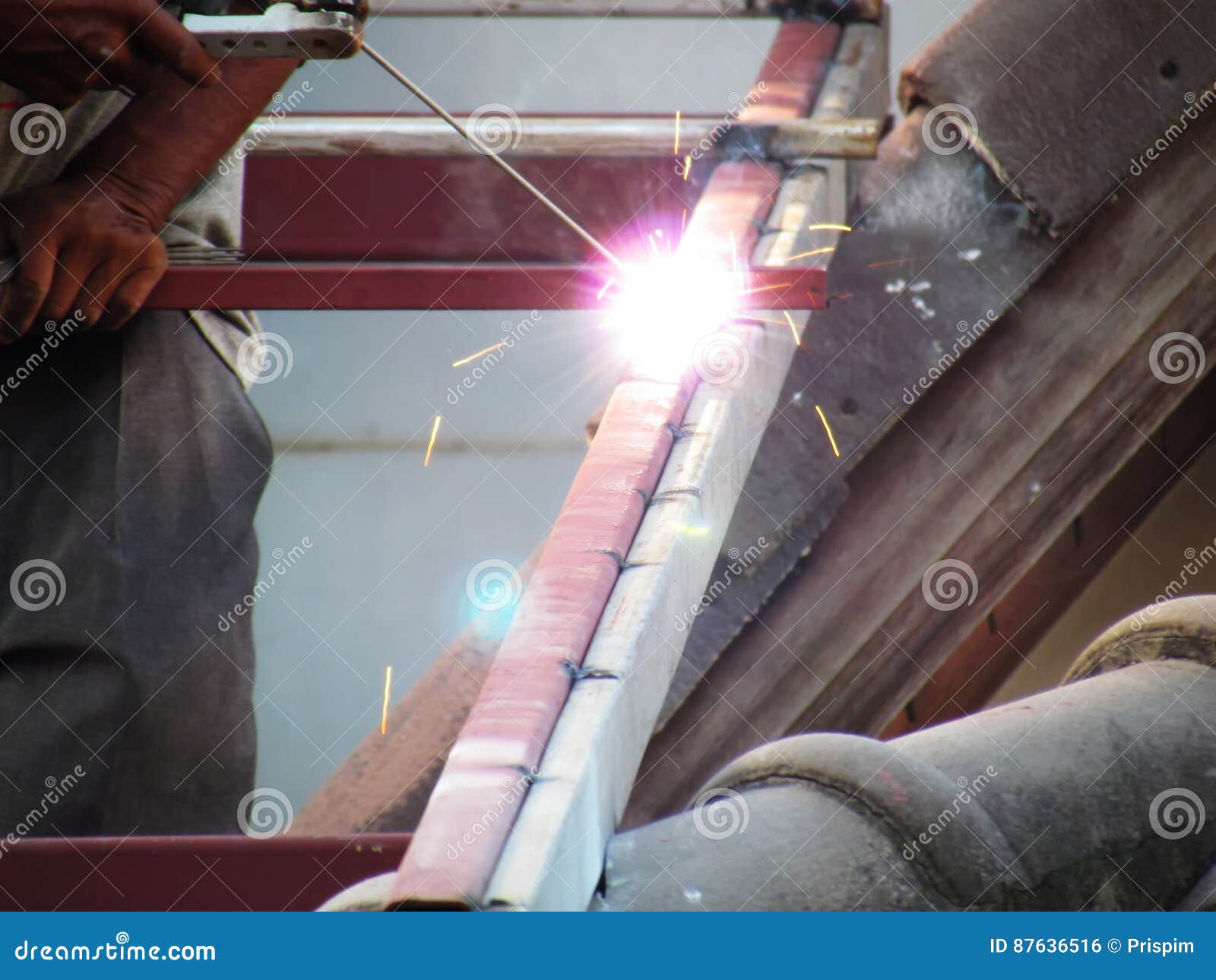 Worker Welding Steel with No Protection. Stock Photo - Image of ...