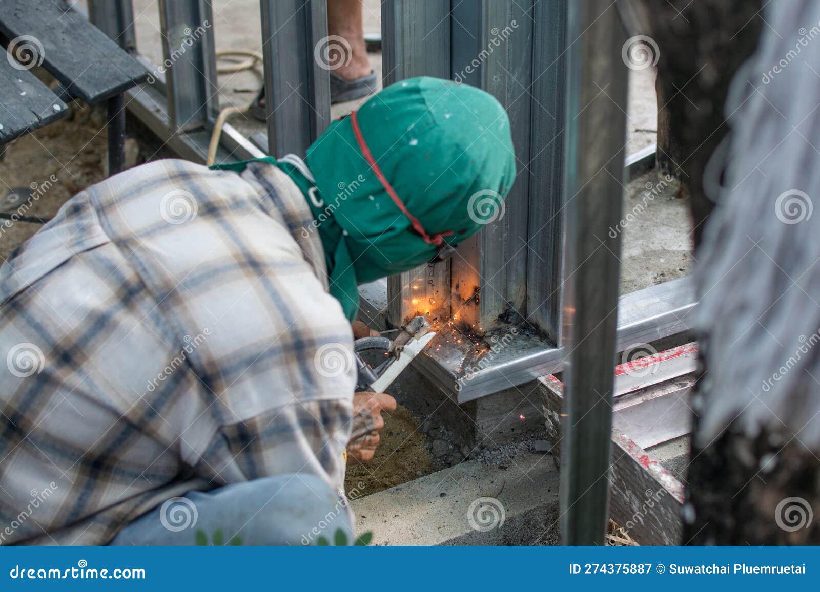 Worker Welds The Steel Structure Royalty-Free Stock Photography ...