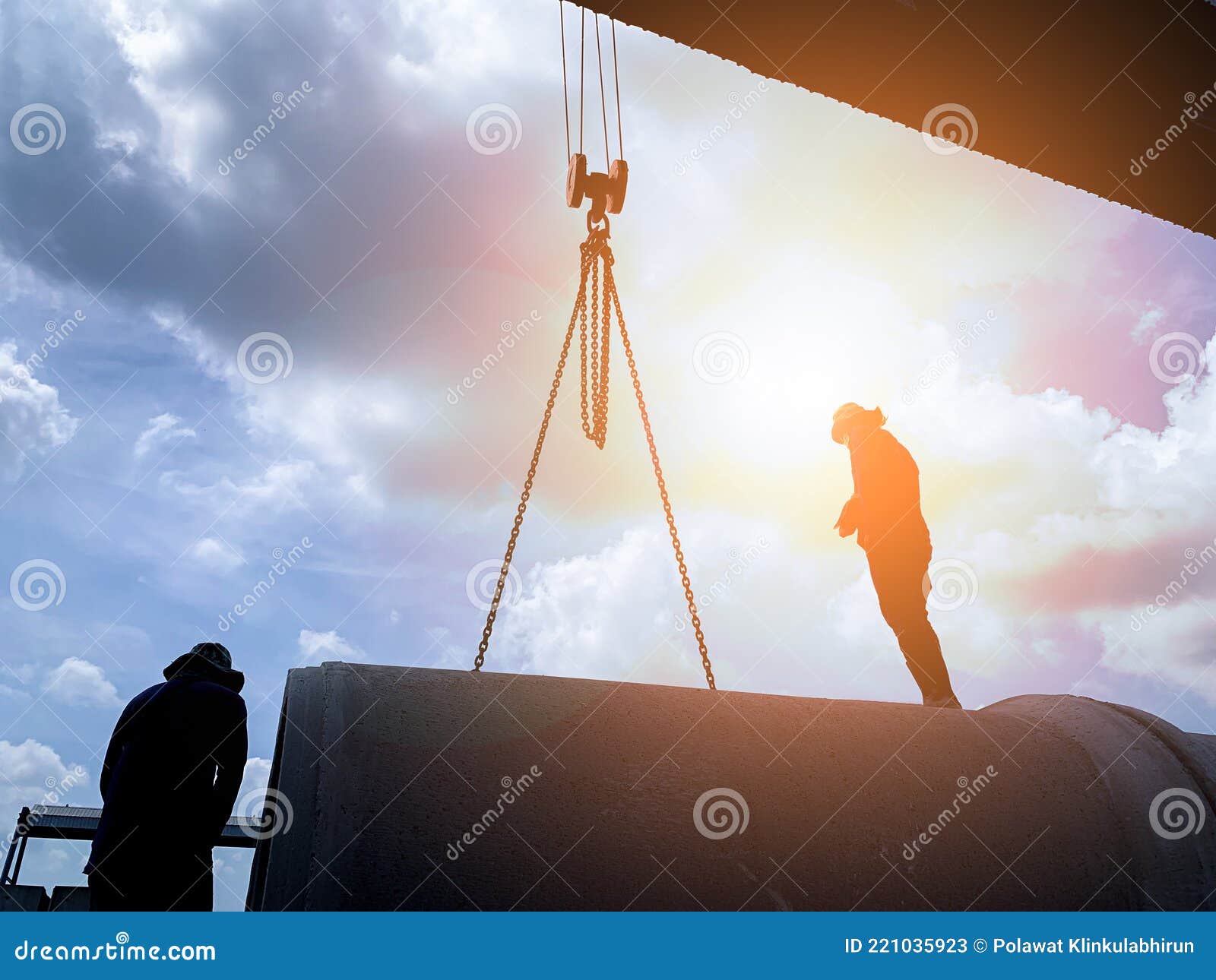 Loading Concrete Pipe on the Trailer Stock Image - Image of outdoor ...
