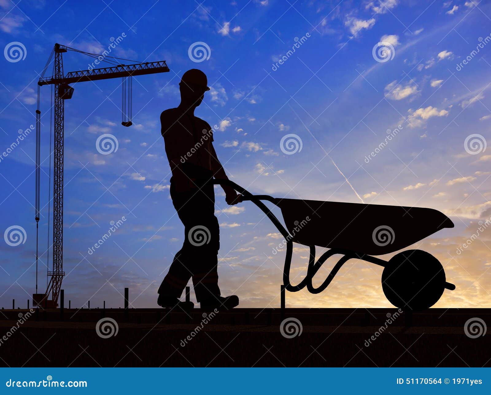 The Worker with a Wheelbarrow Stock Illustration - Illustration of tool ...
