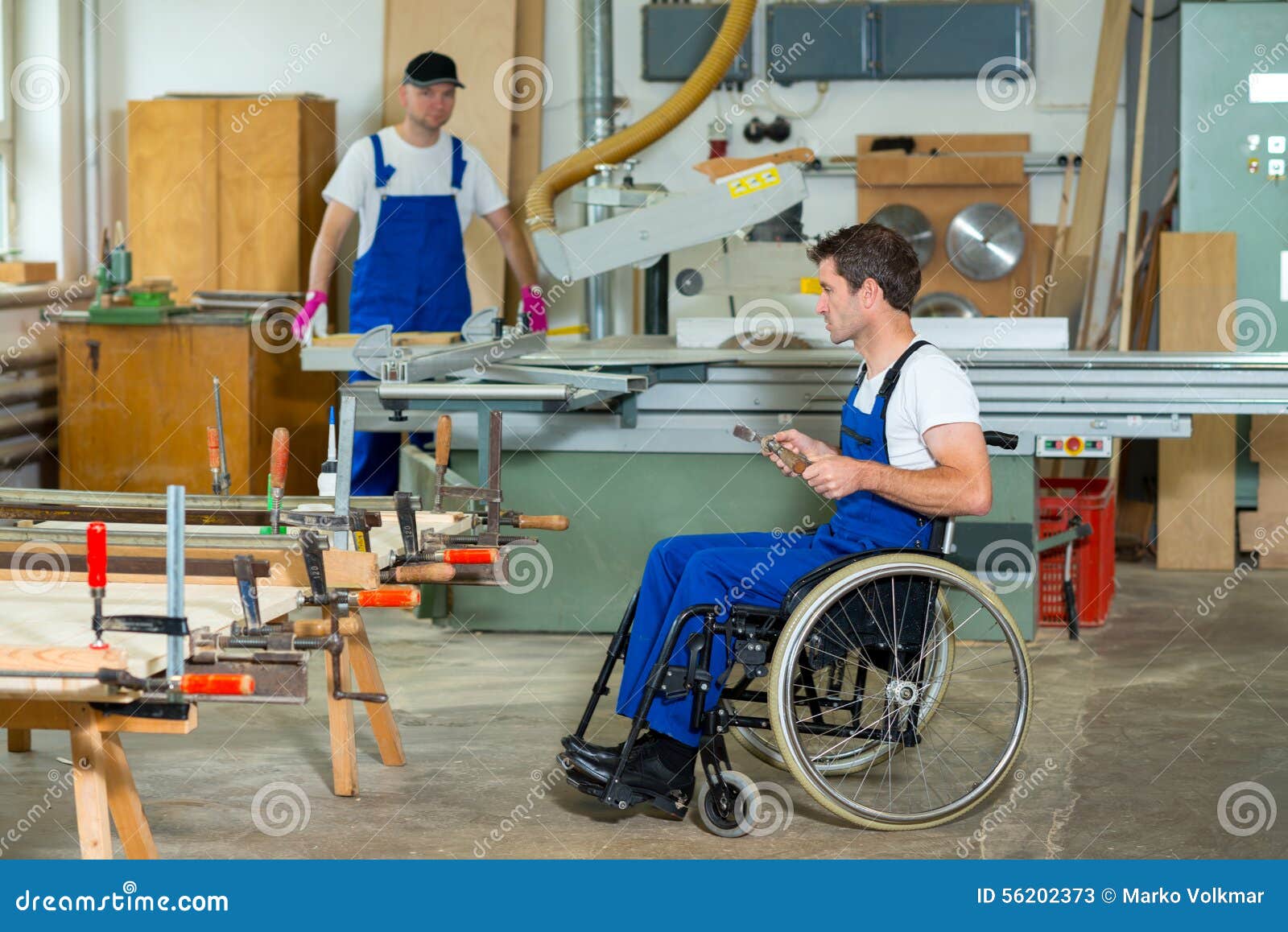 Worker in Wheelchair in a Carpenter S Workshop Stock Image - Image of ...