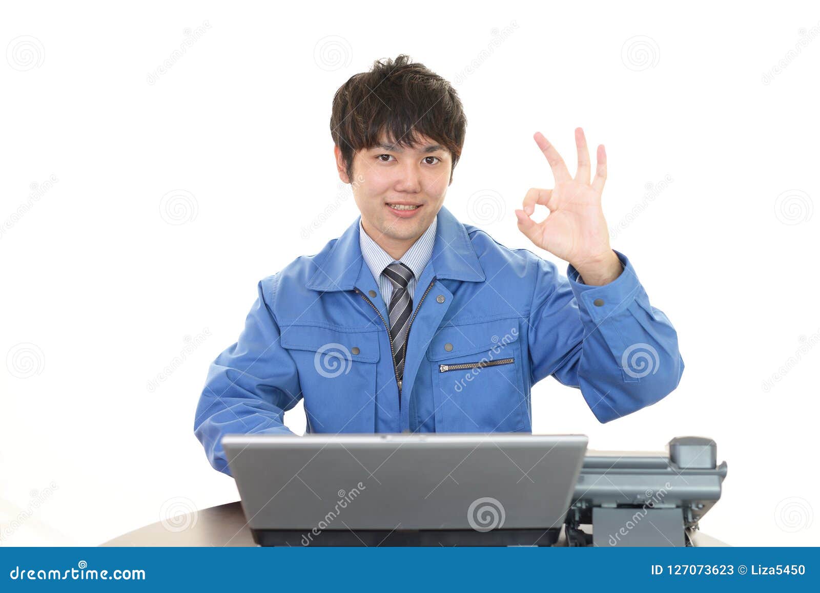 Smiling Asian worker stock image. Image of masculine - 127073623