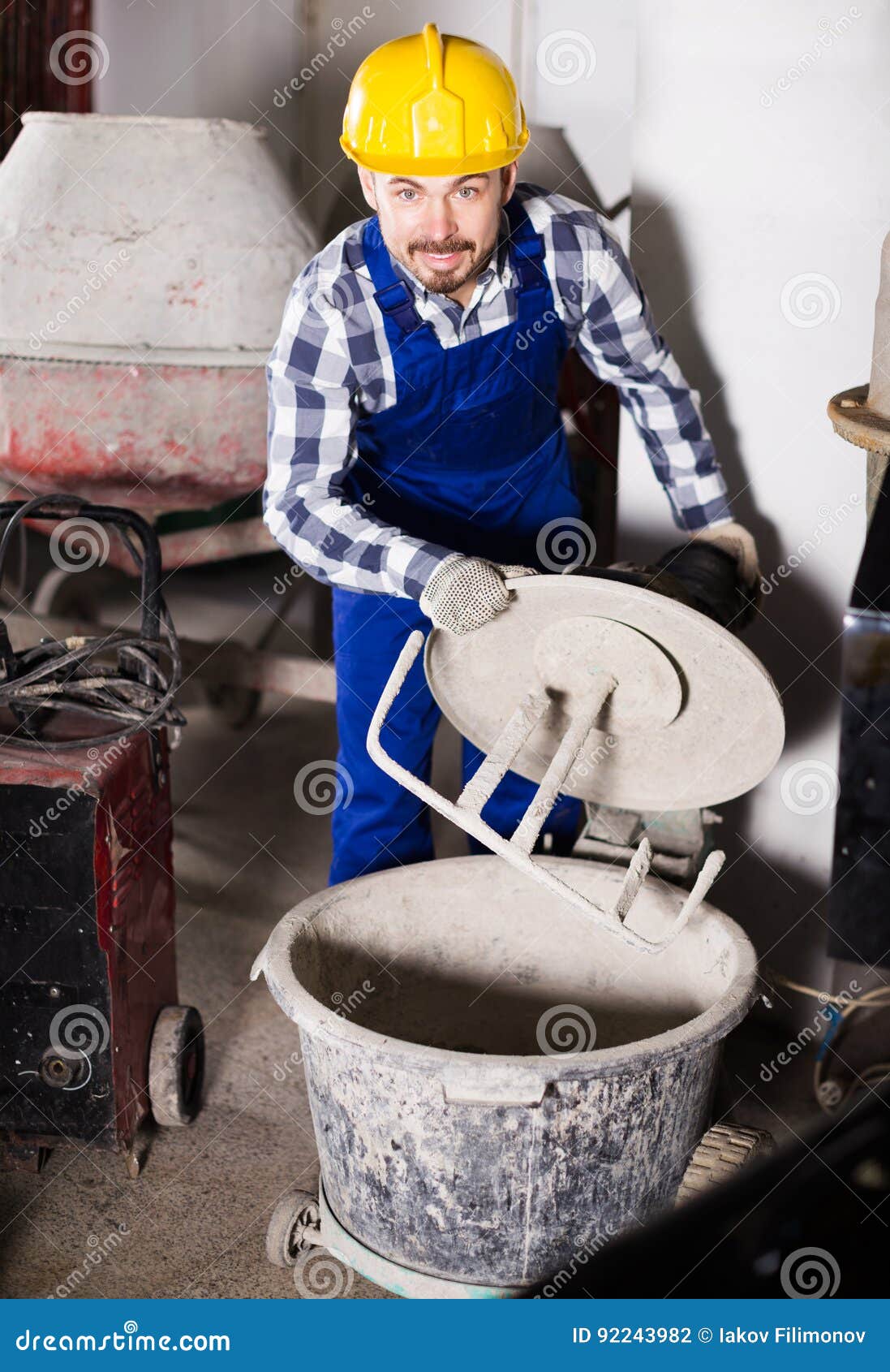 Worker Work with Cement Mixer Stock Photo - Image of hard, accuracy ...