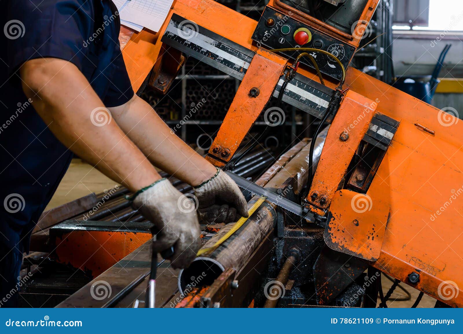 Worker Work with Cutting Machine Stock Image - Image of metal, iron ...