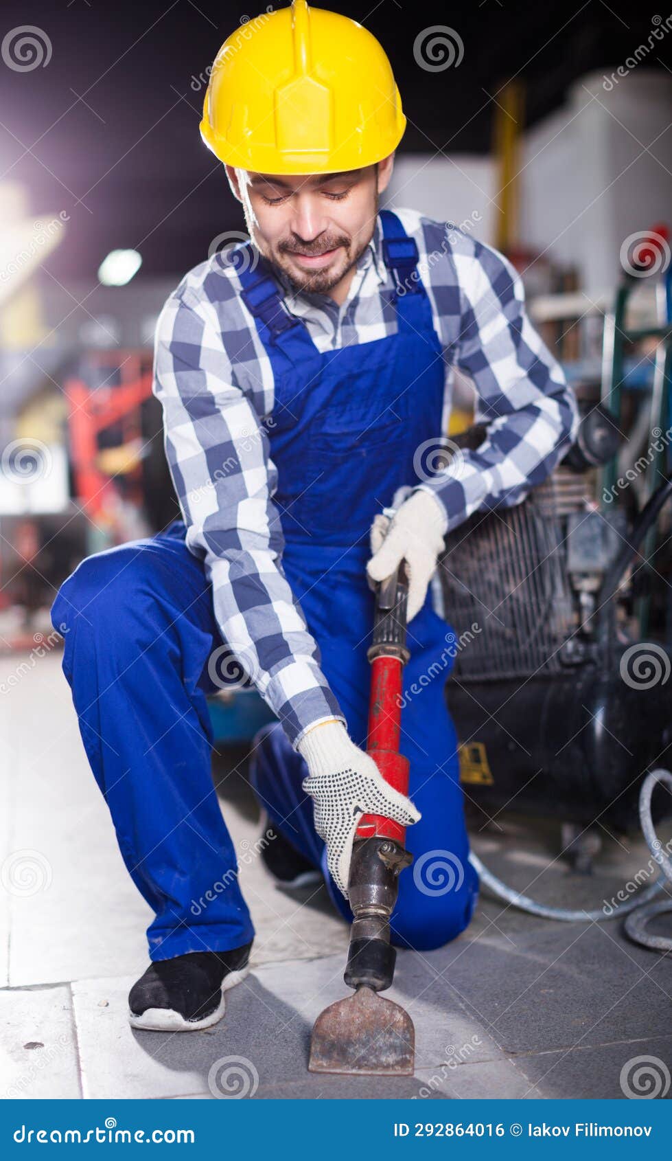 Worker Work with Demolition Hammer Stock Photo - Image of equipped ...