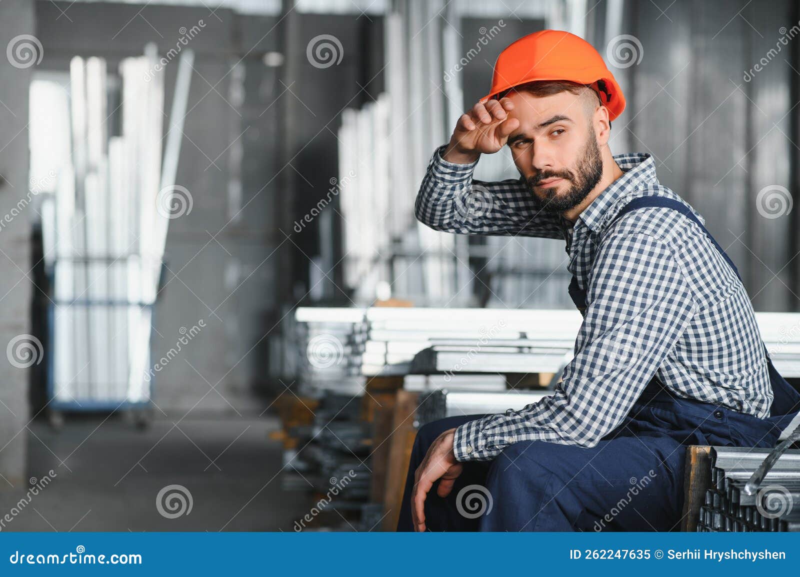 Worker Work Hard ,Engineer Tired Work in Factory, Man Working in Danger ...