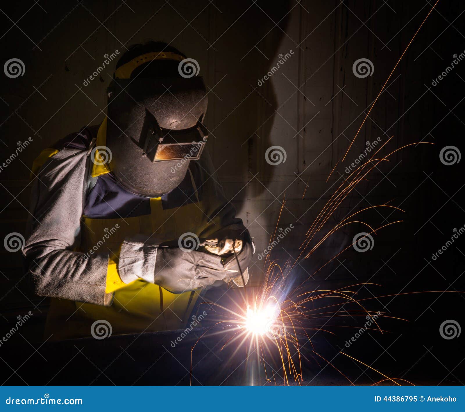 Worker Work Hard with Welding Process Stock Image - Image of power ...