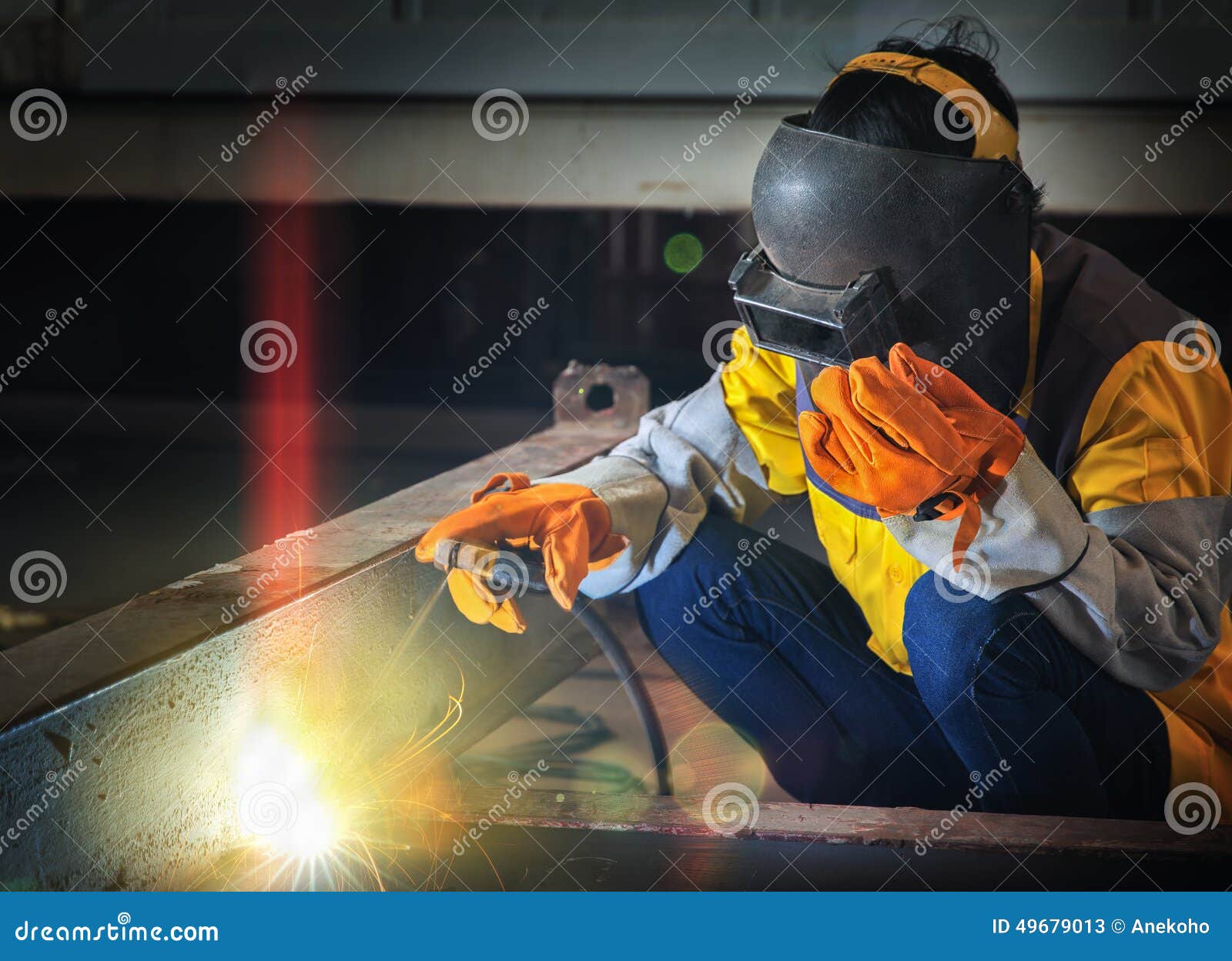 Worker Work Hard with Welding Process Stock Image - Image of production ...