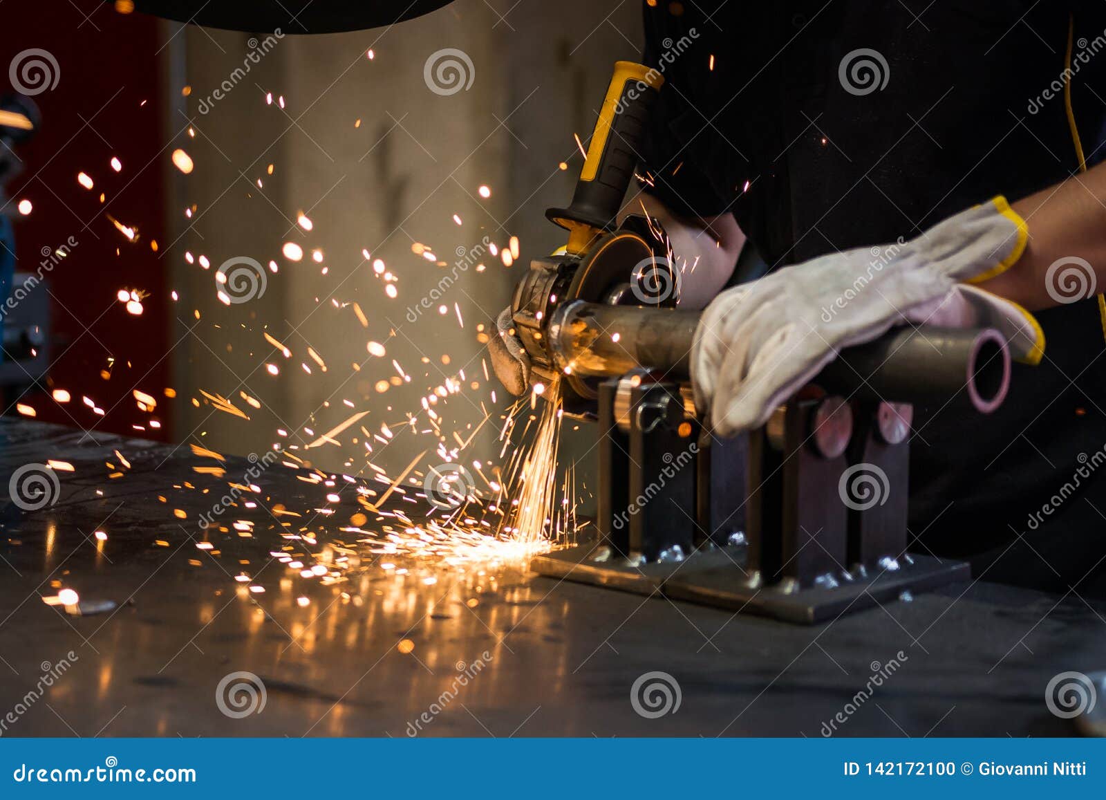 Worker at Work with His Grinder Stock Photo - Image of fixing, cutting ...