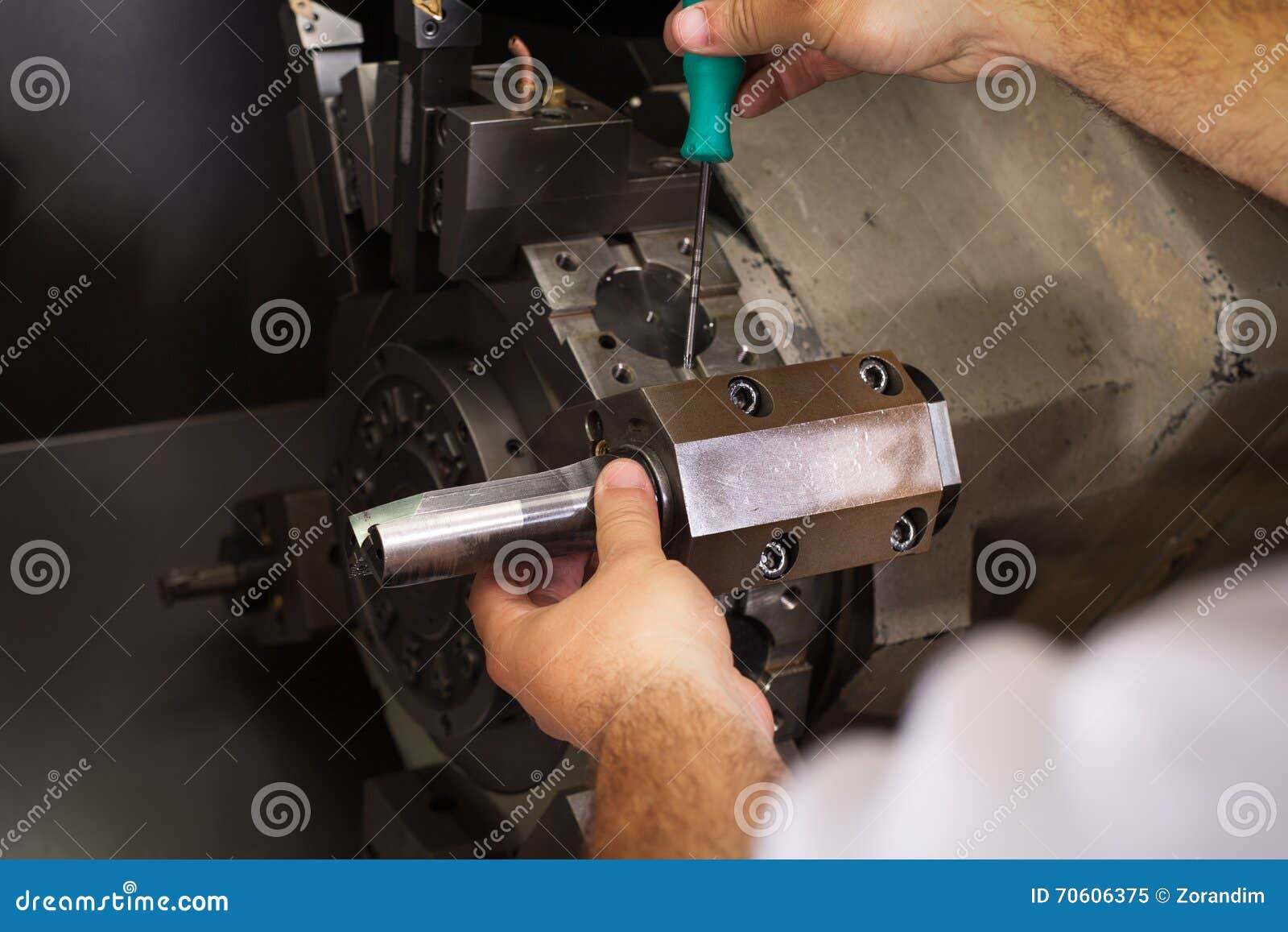 Worker Working with Cnc Machine at Workshop Stock Image - Image of ...
