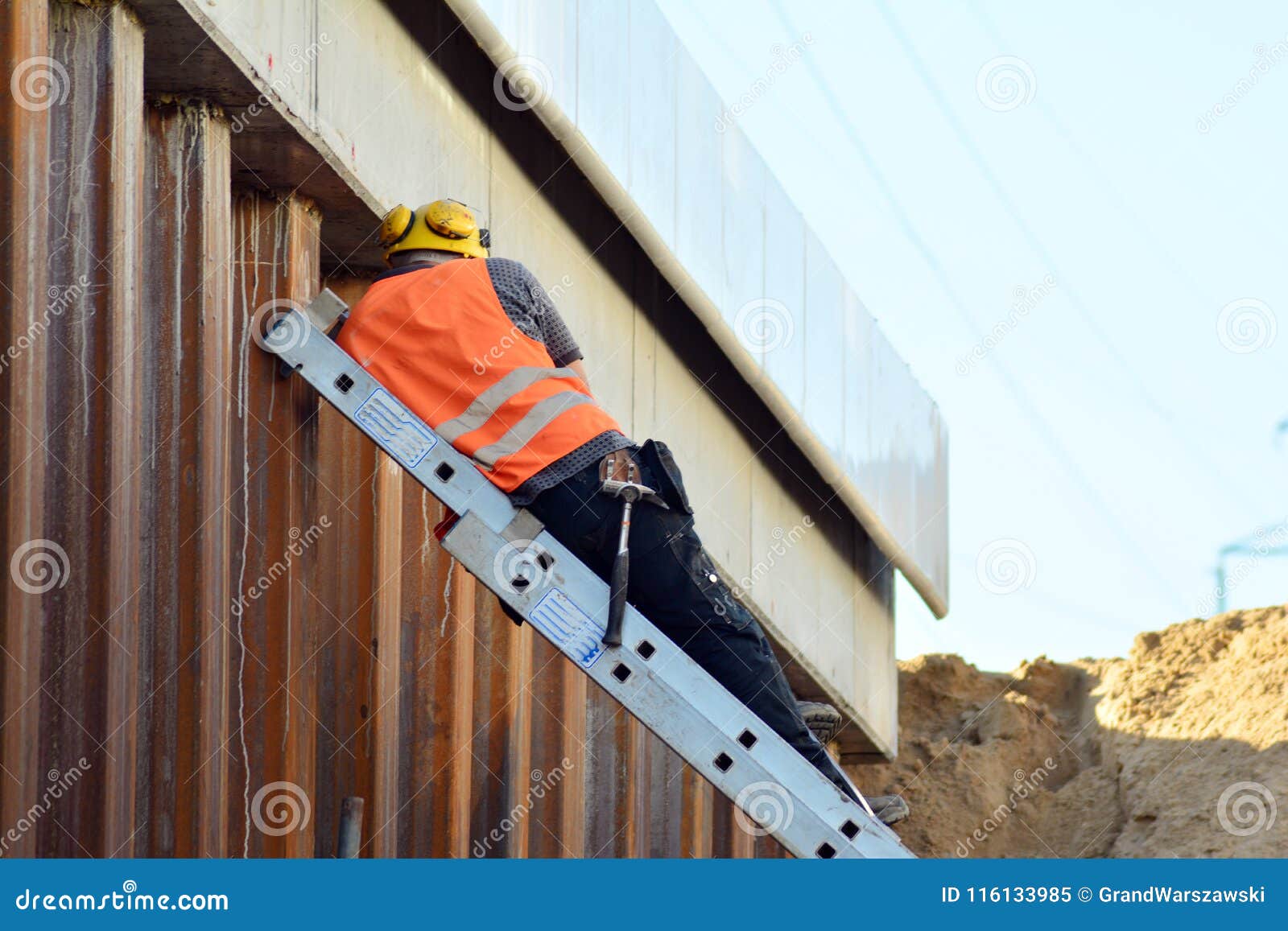 Construction Workers on a Scaffold. Stock Image - Image of build ...