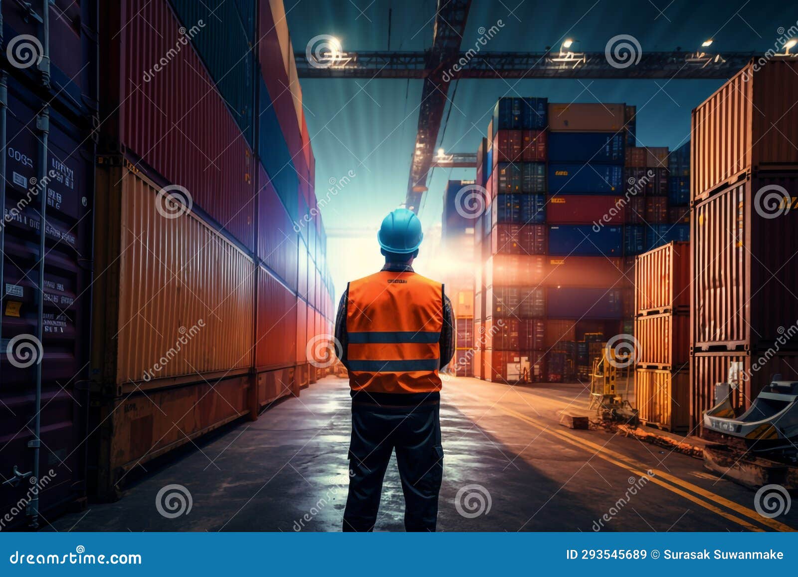 A Worker Working at Container , Man Worker Managing the Import and ...
