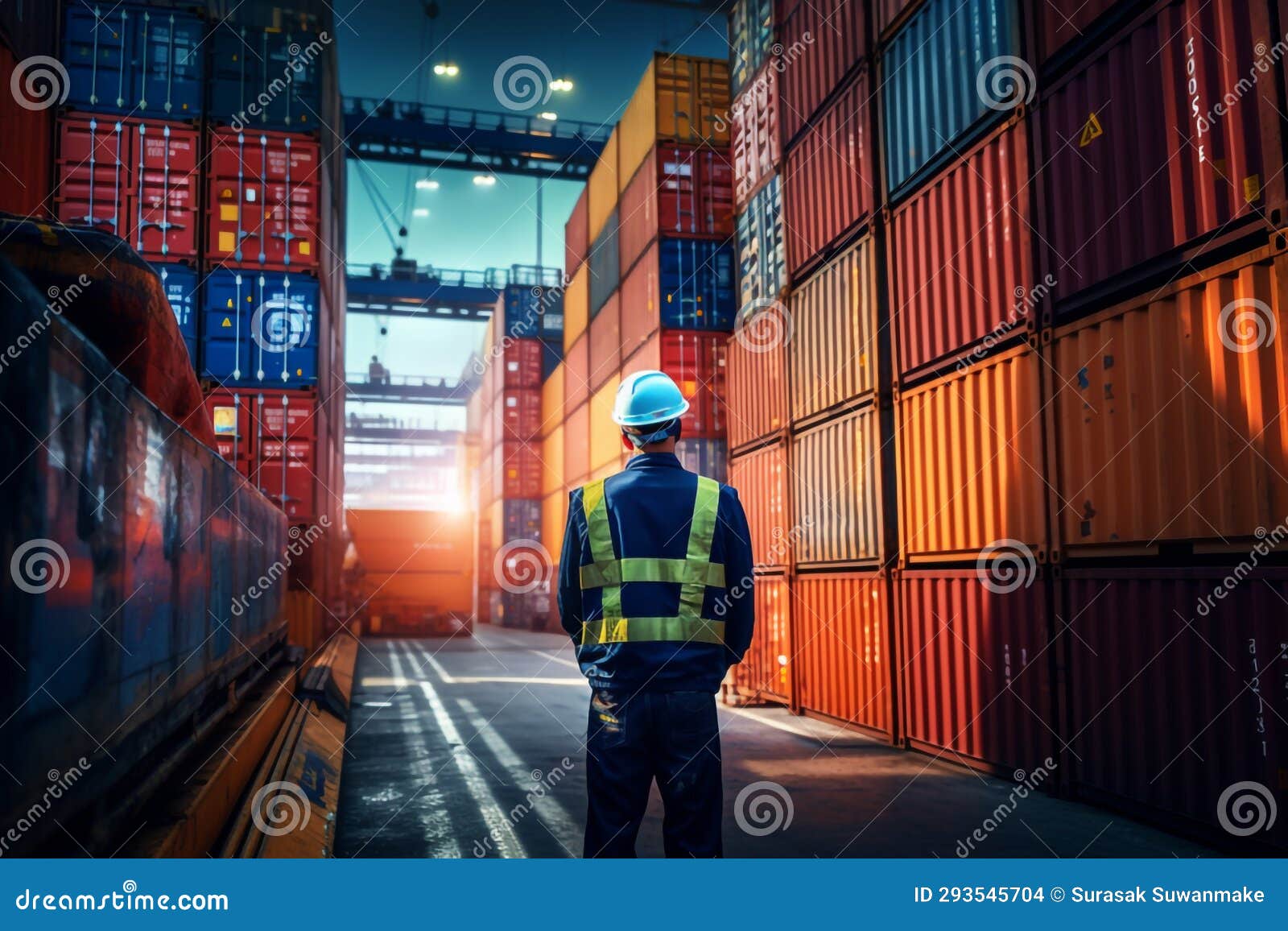 A Worker Working at Container , Man Worker Managing the Import and ...