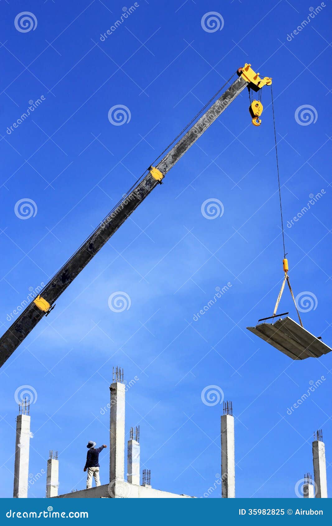 Worker working with crane stock image. Image of building - 35982825