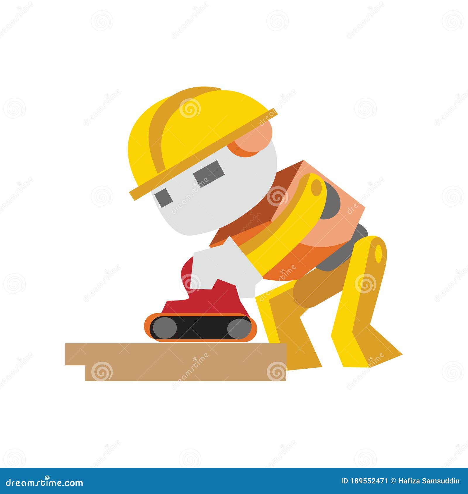 Worker Working with Electric Sander. Vector Illustration Decorative ...