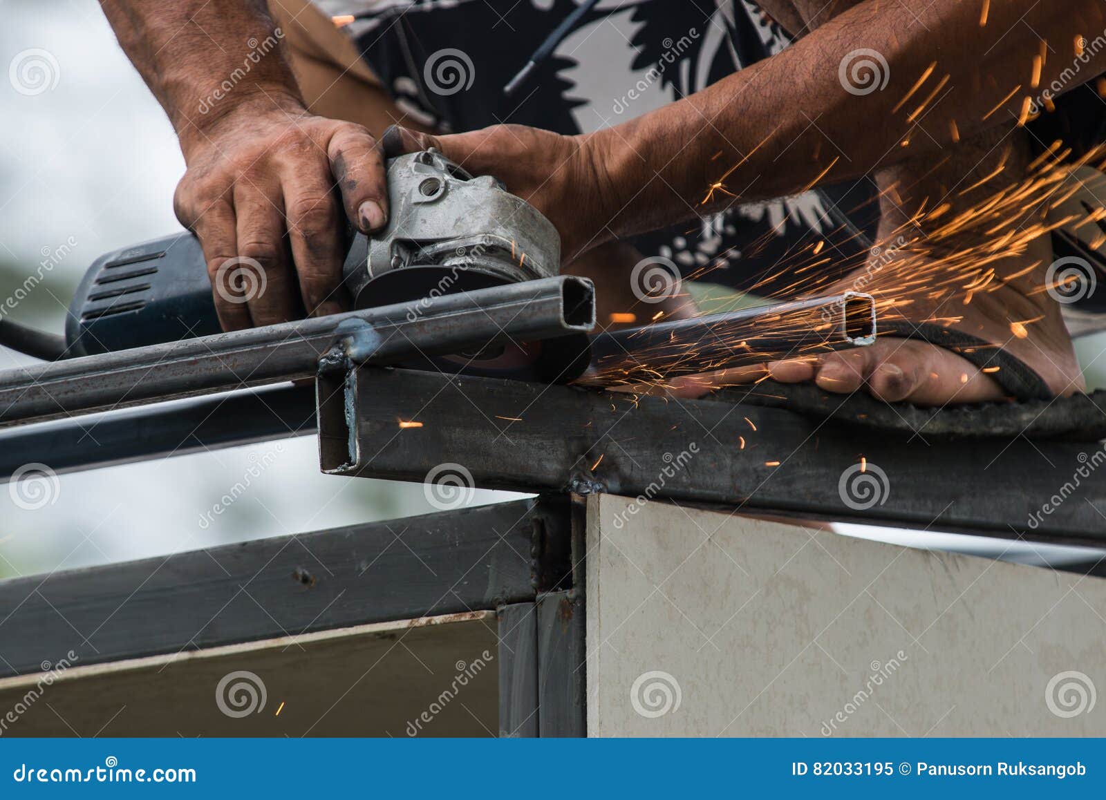 Worker Working a Grinding Machine Stock Image - Image of iron, worker ...