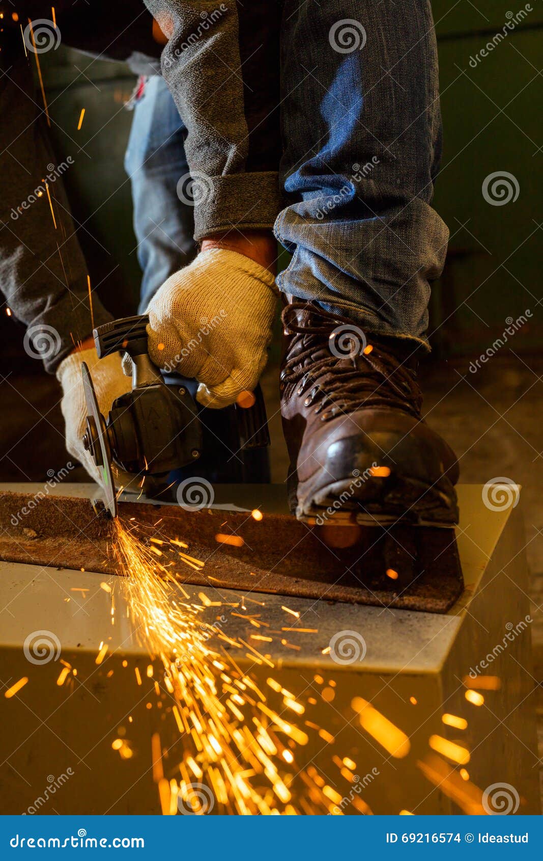 Worker Working of a Grinding Machine Stock Photo - Image of manual ...