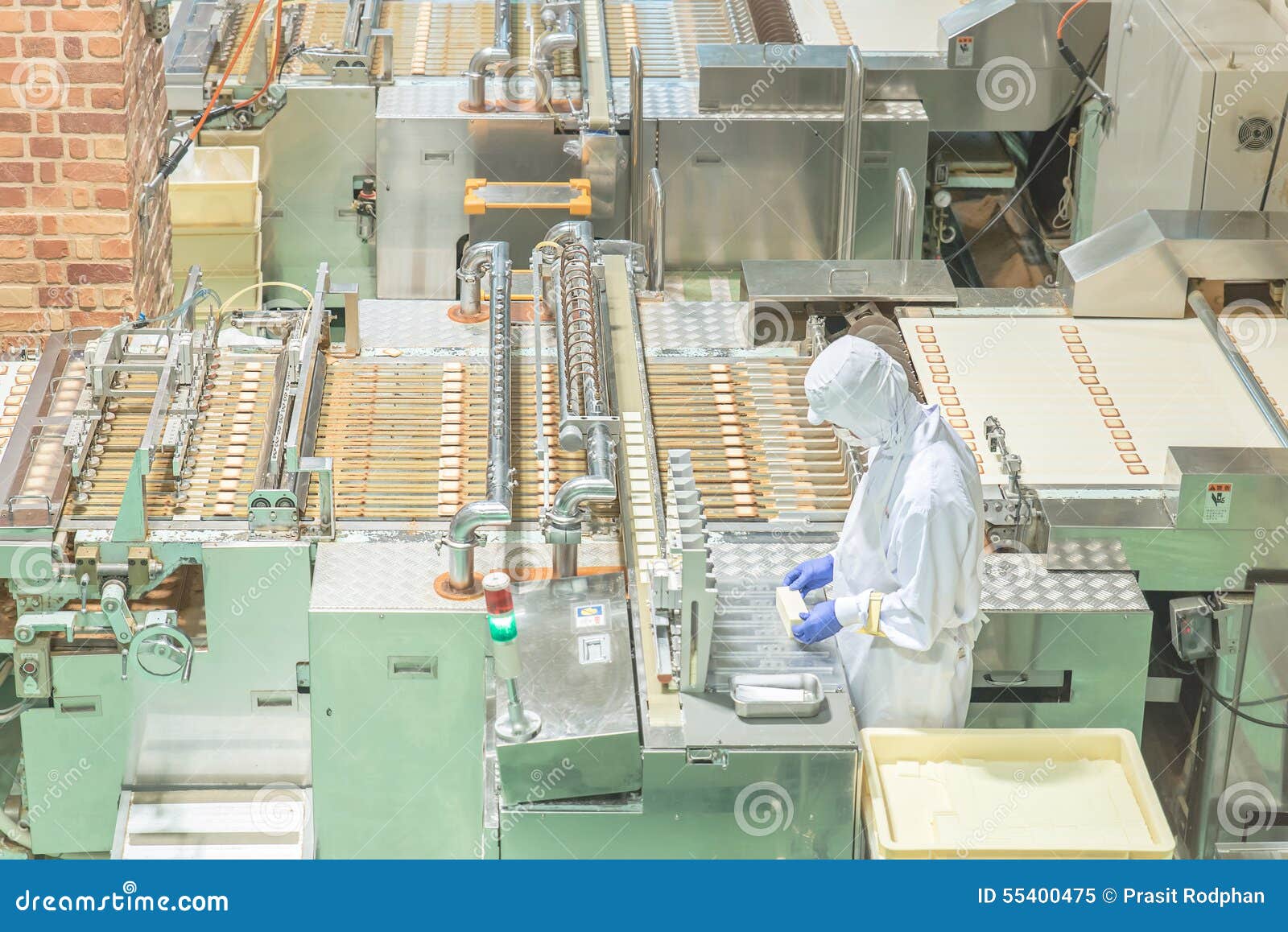 Worker Working with Machine in Cookie Factory Stock Image - Image of ...