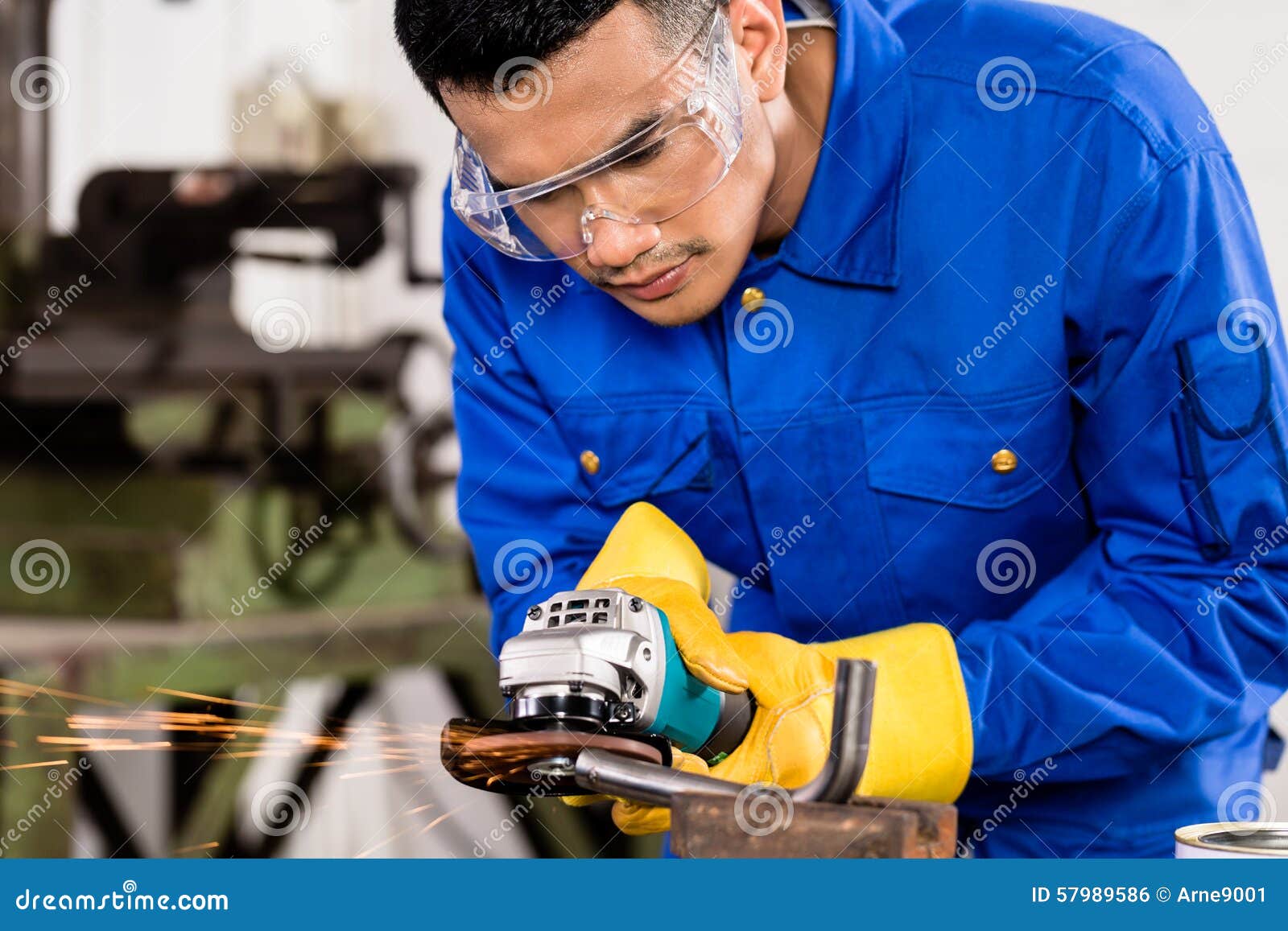 Worker Working on Metal with Grinder Tool Stock Photo - Image of ...