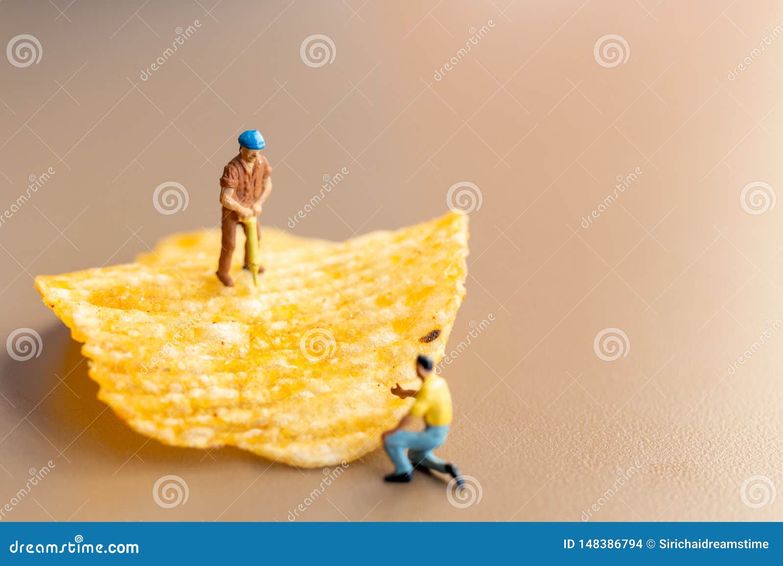 Worker are Working with Potato Chips Stock Photo - Image of potato ...